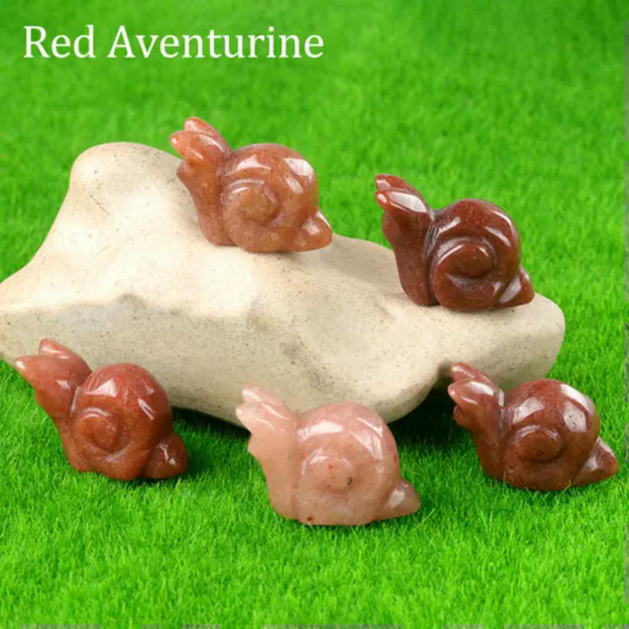RSAMD Mini 1" Natural Gemstone Cute Snail Crystal Carving Figurine ...