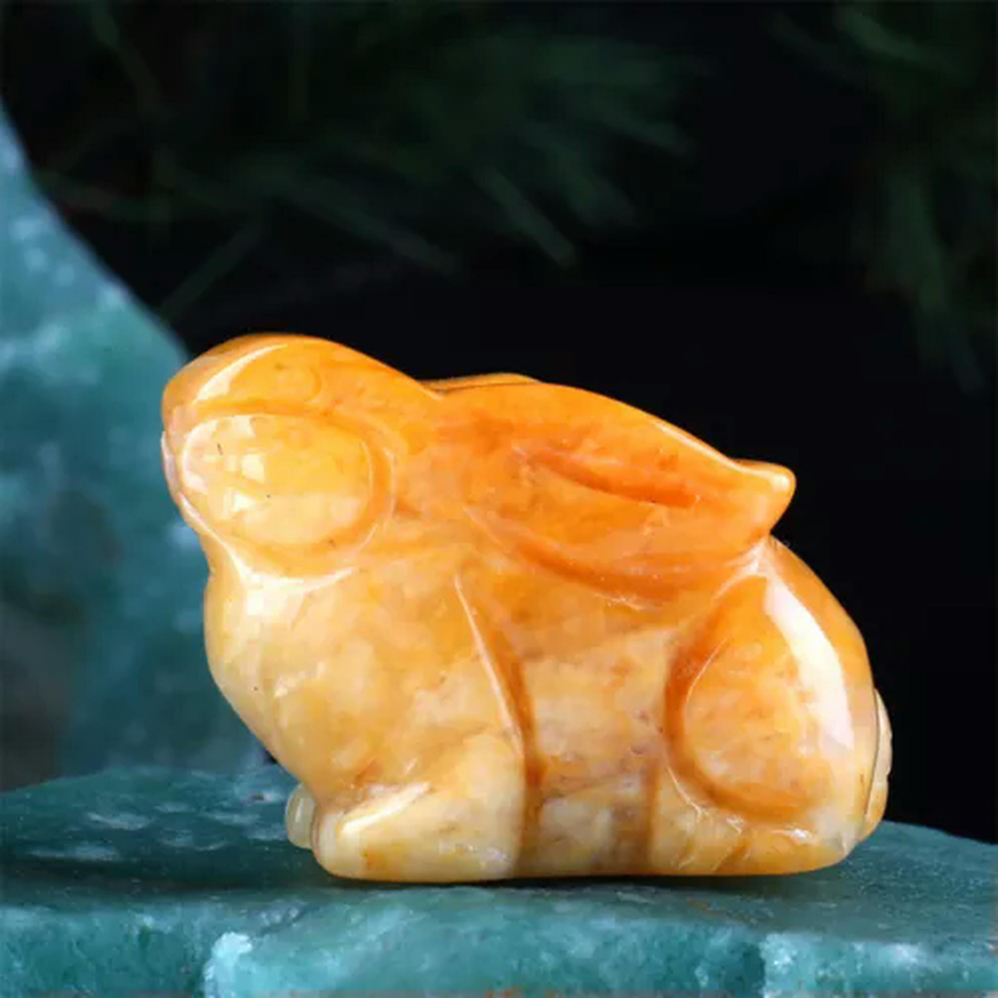 RSAMD Mini Rabbit 1.5" Natural Crystal Moon Quartz Bunny Stone Rock ...