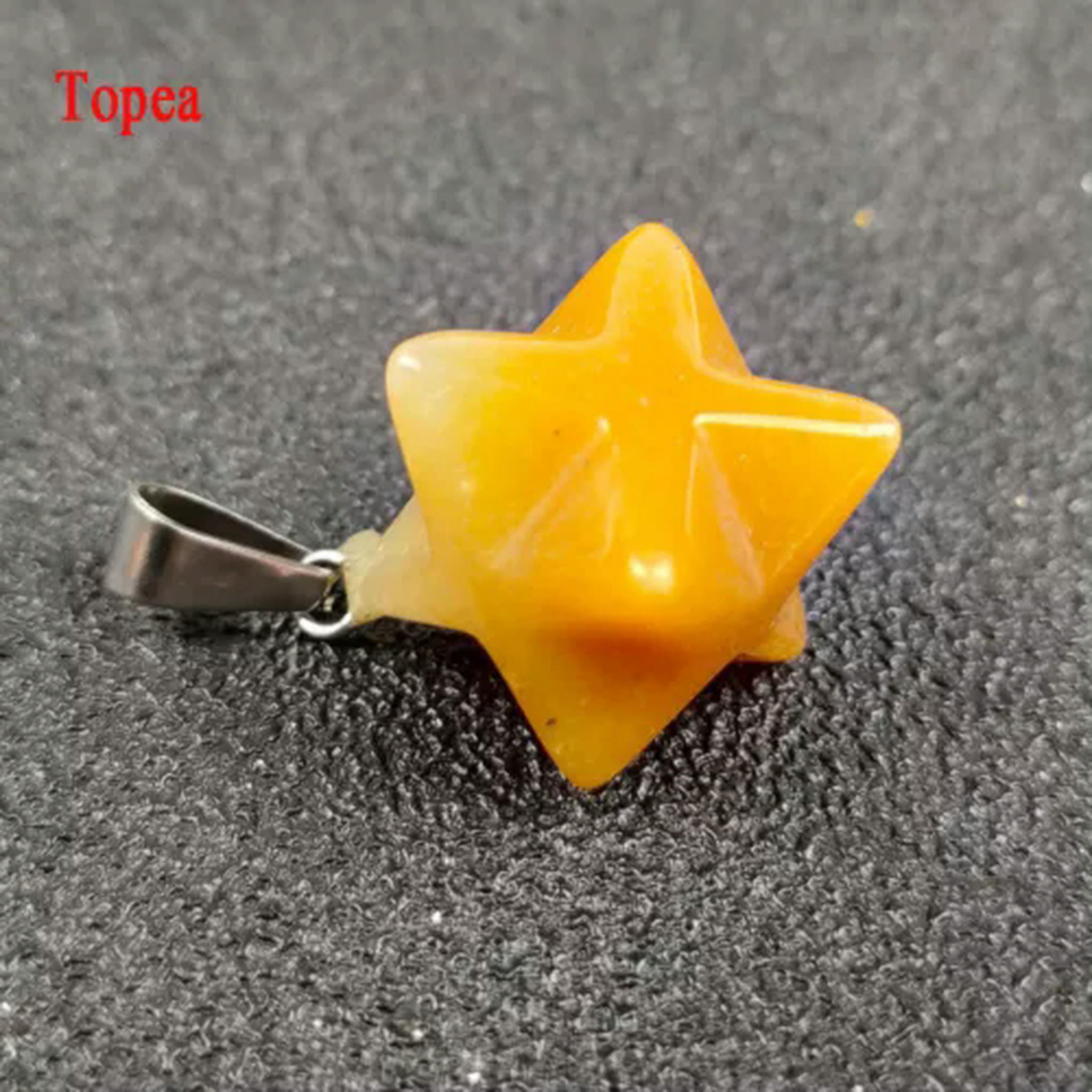 RSAMD Natural 3D Star Shaped Hexagram Crystal Gem Stone Pendant ...