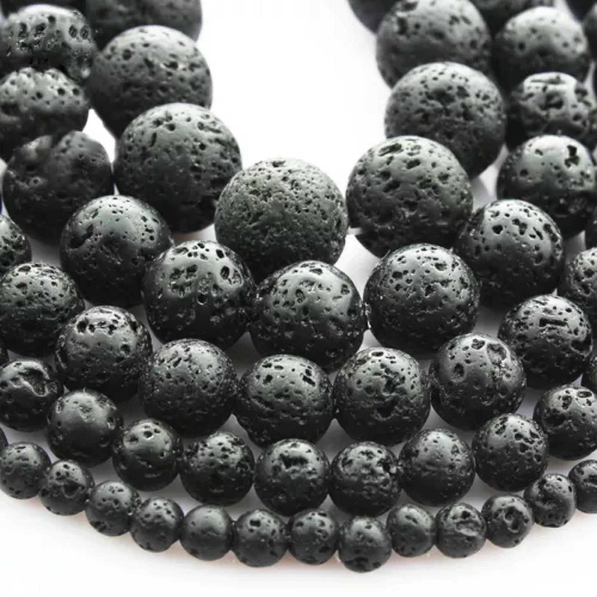 RSAMD Natural Lava Stone Volcano Beads Round 4mm 6mm 8mm 10mm 12mm 14mm ...