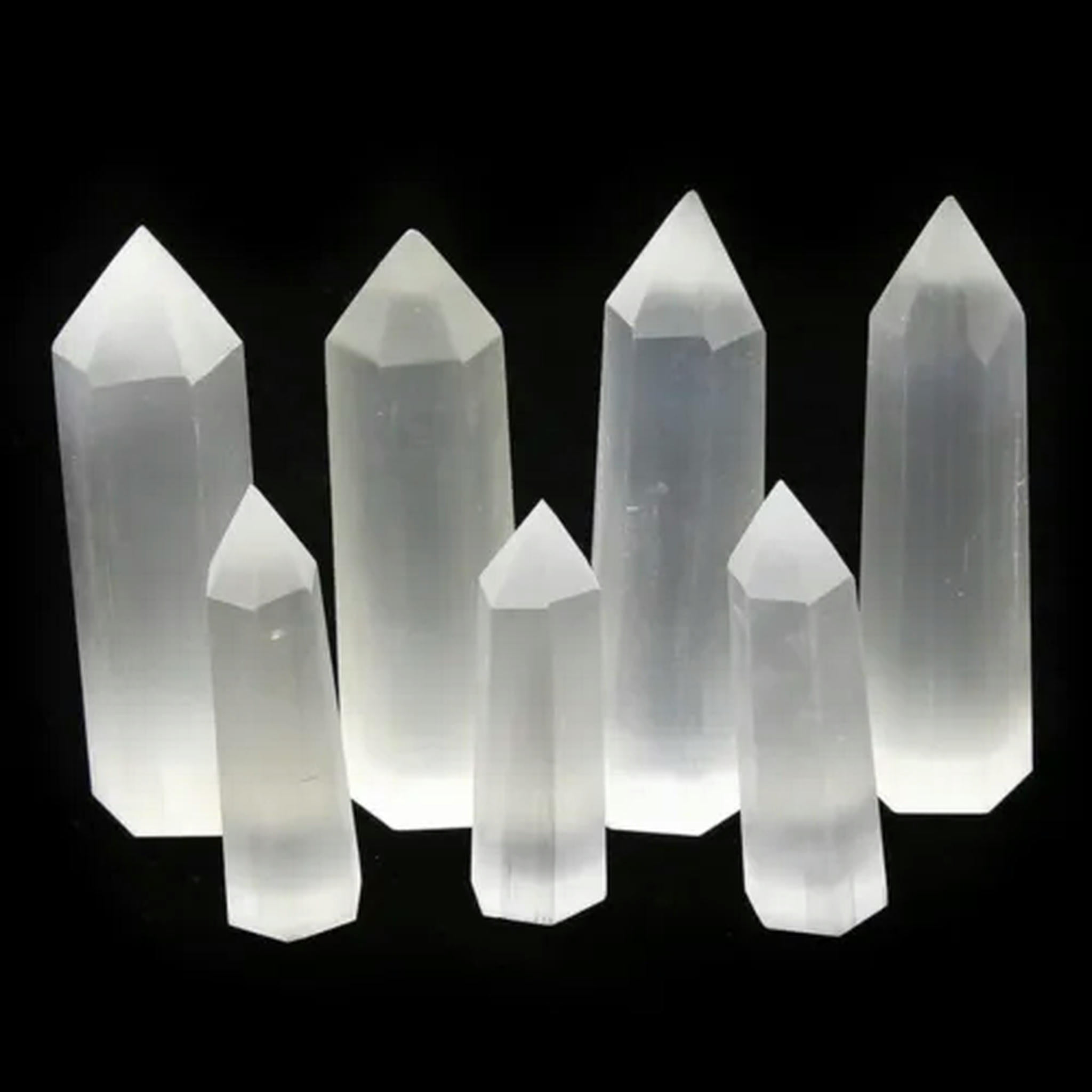 RSAMD Natural Selenite Column Crystal Stone Hexagonal Single Pointed ...