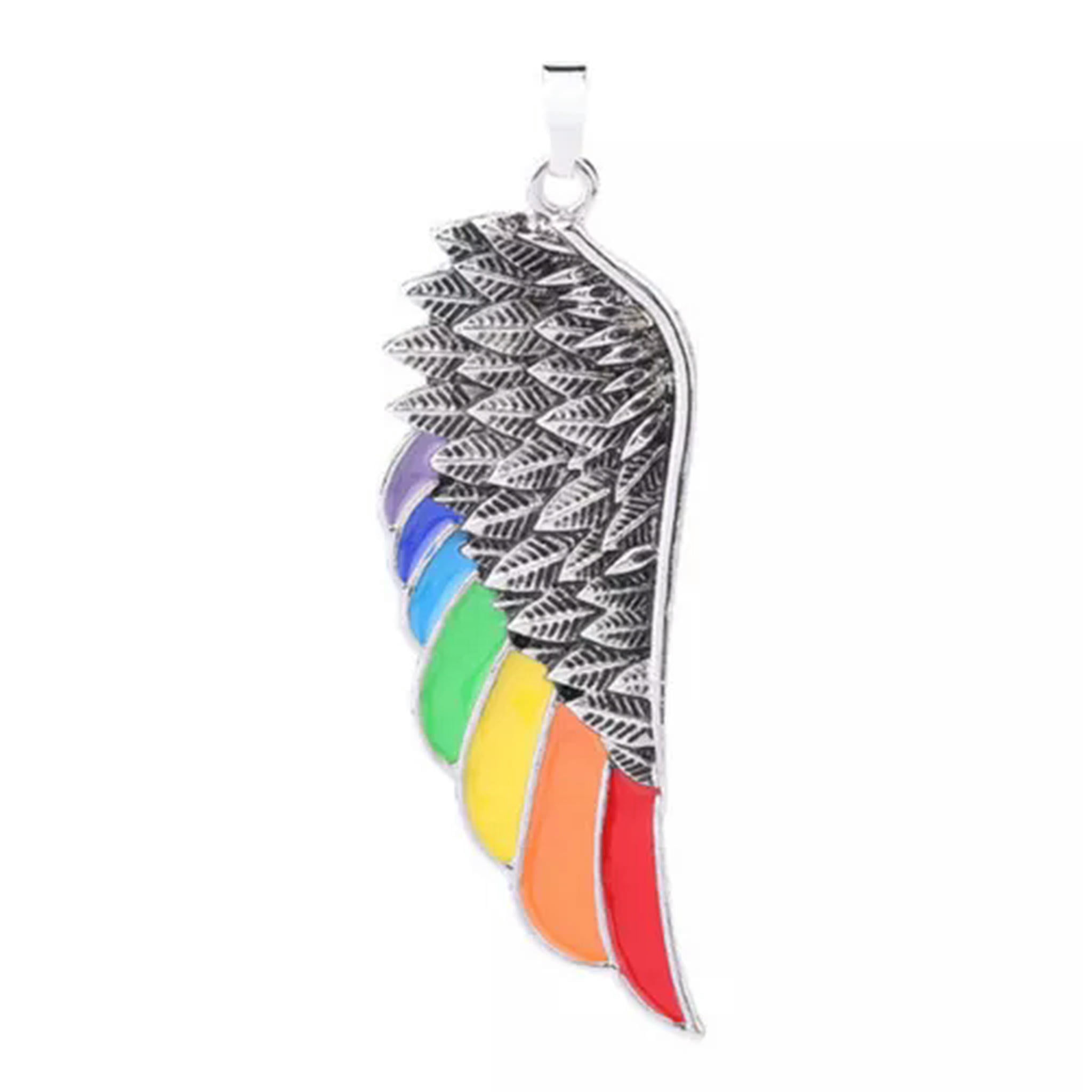 RSAMD New Angel Wings Stainless LGBT Gay Lesbian Rainbow Pride Pendant ...