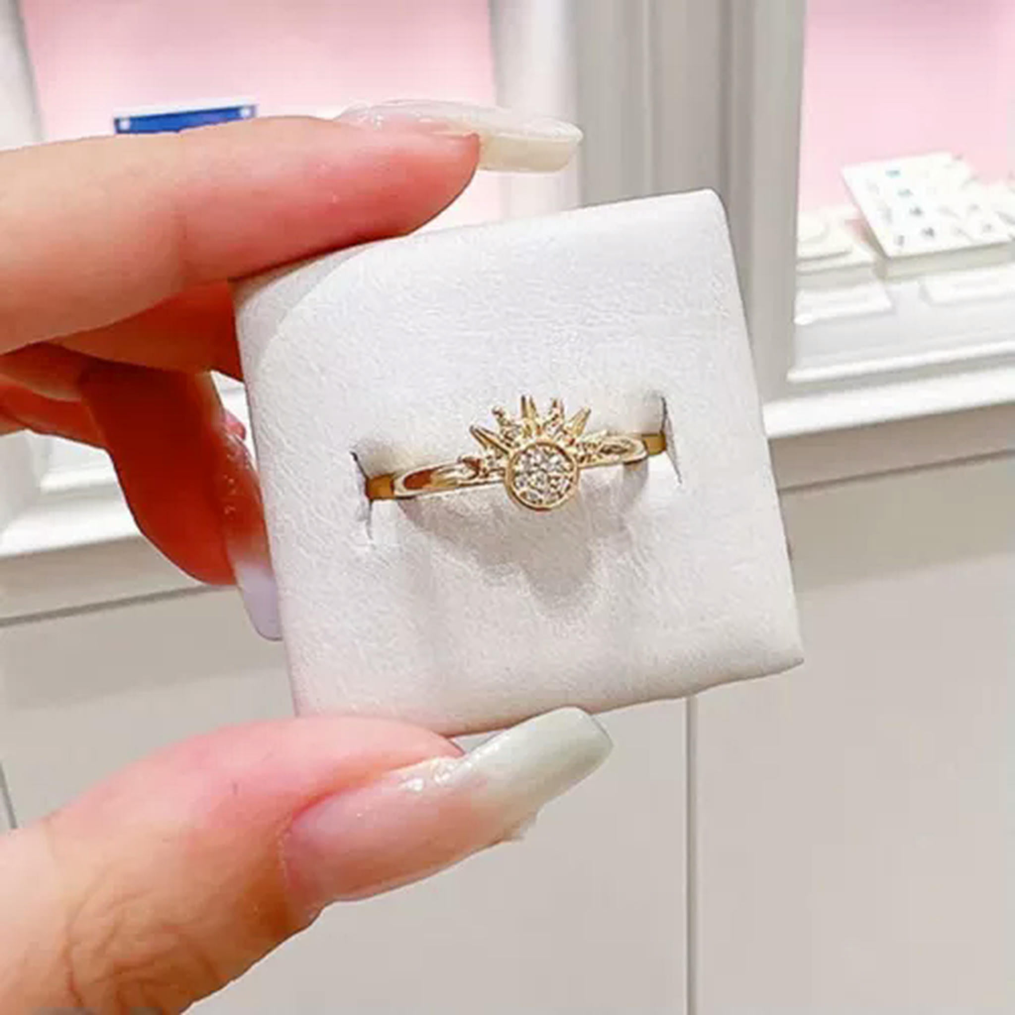 RSAMD Personality Simple Opening Adjustable Sun And Moon Ring ...