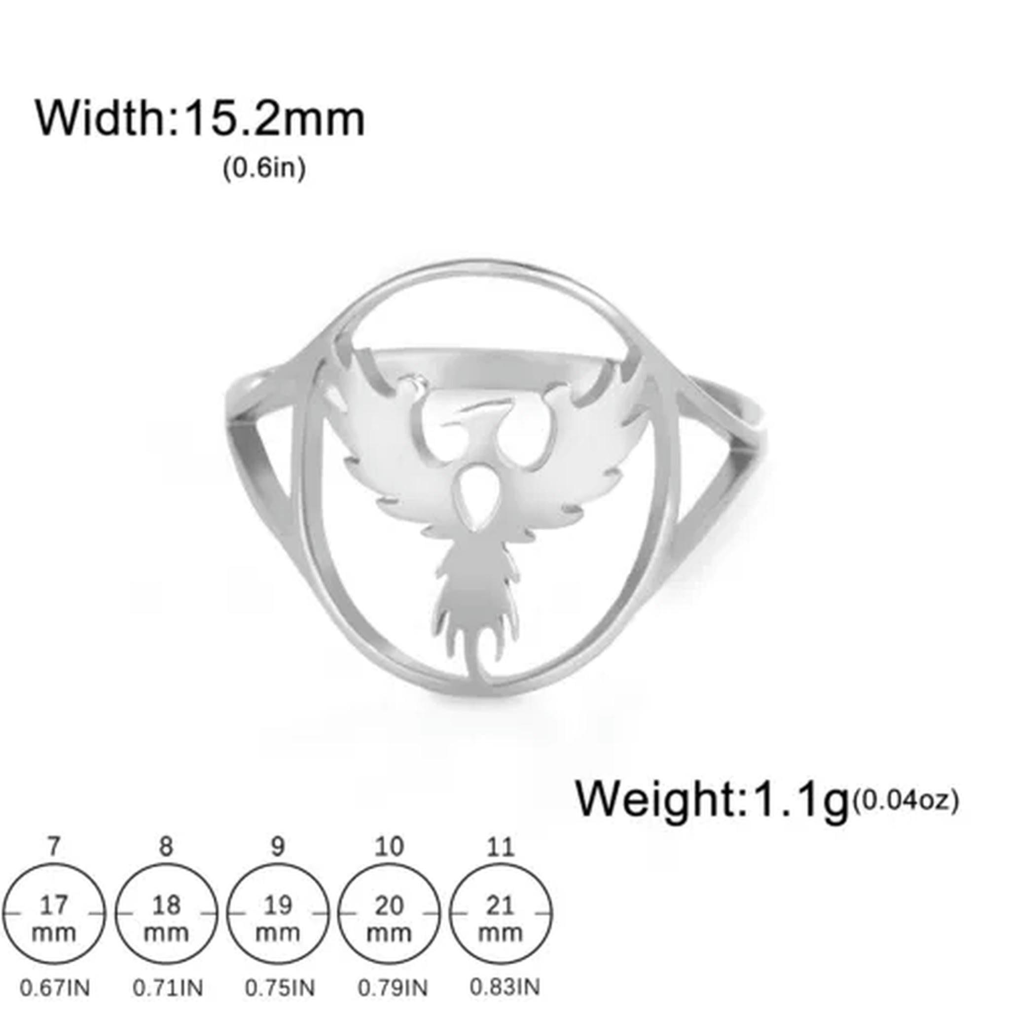 RSAMD Phoenix Rings Stainless Steel Mythical Animals Bird Wing Ring ...