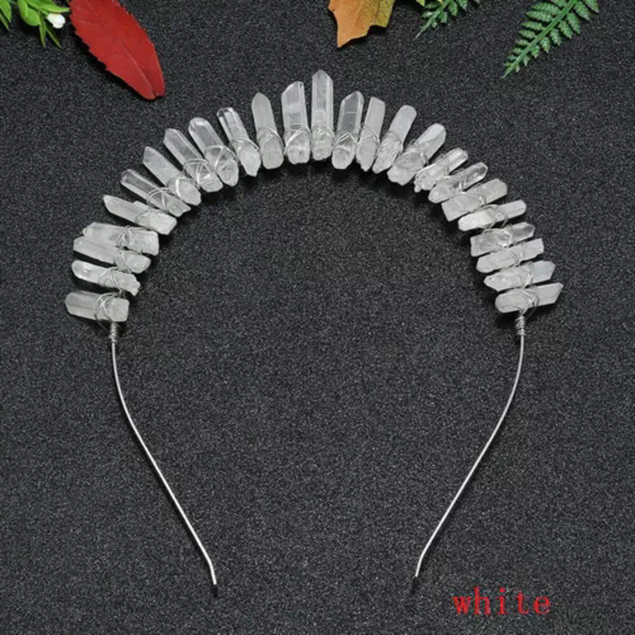 RSAMD Raw Crystal Quartz Stone Tiara Goddess Bridal Crown Headdress ...