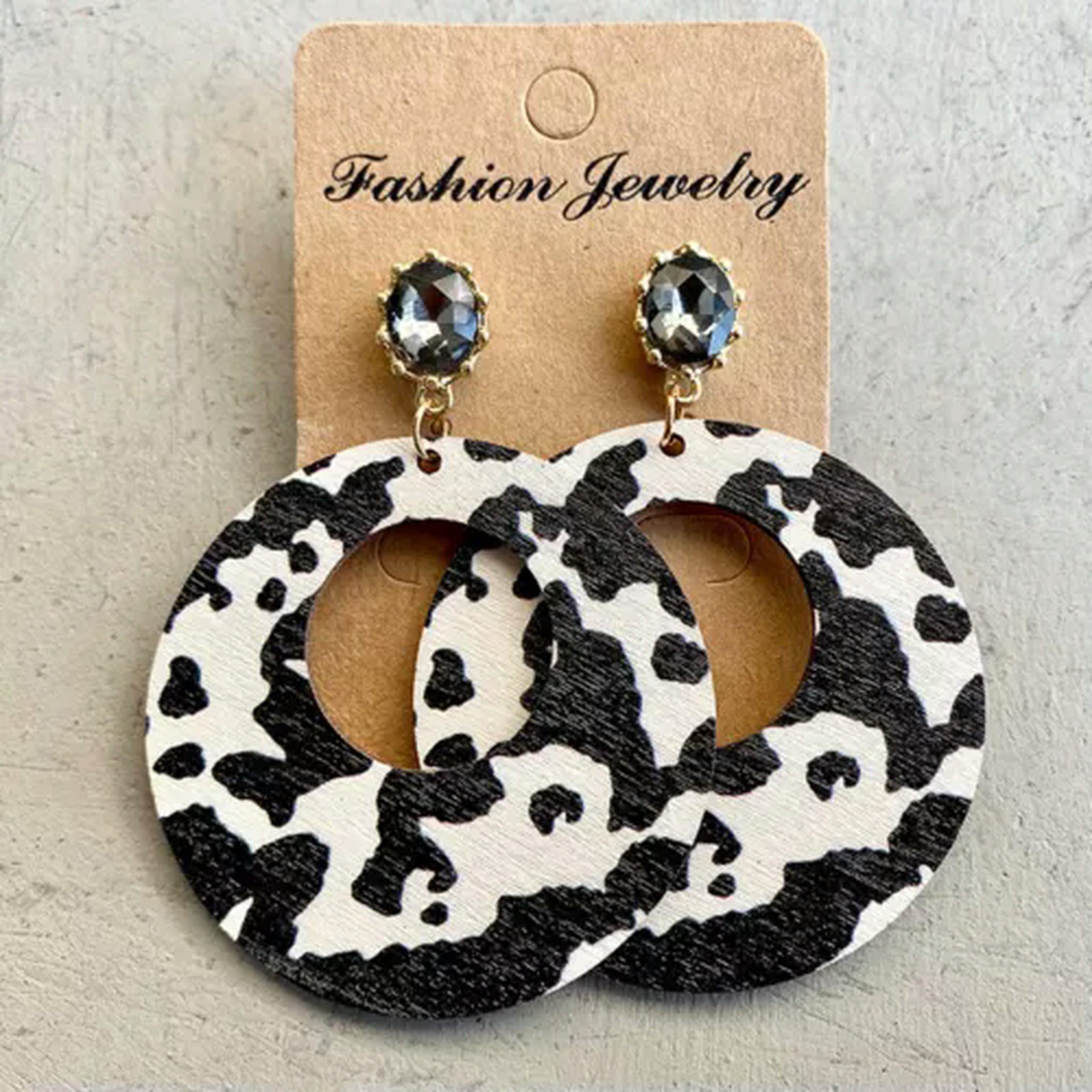 RSAMD Rhinestones Cheetah Cow Print Open Wood Gray Crystal Leopard ...