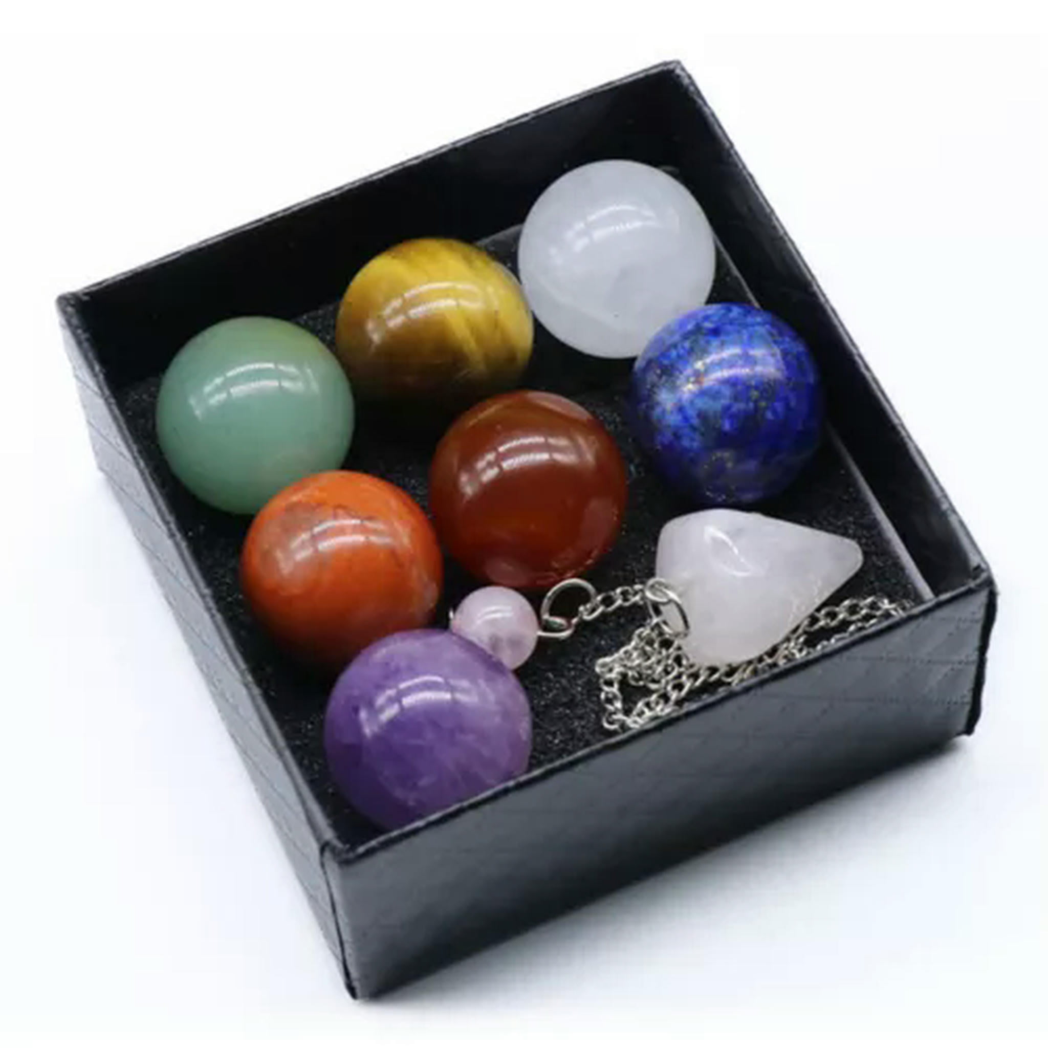 RSAMD Sphere Seven Chakra Natural Energy Stone 20mm Ball Boxed Healing ...
