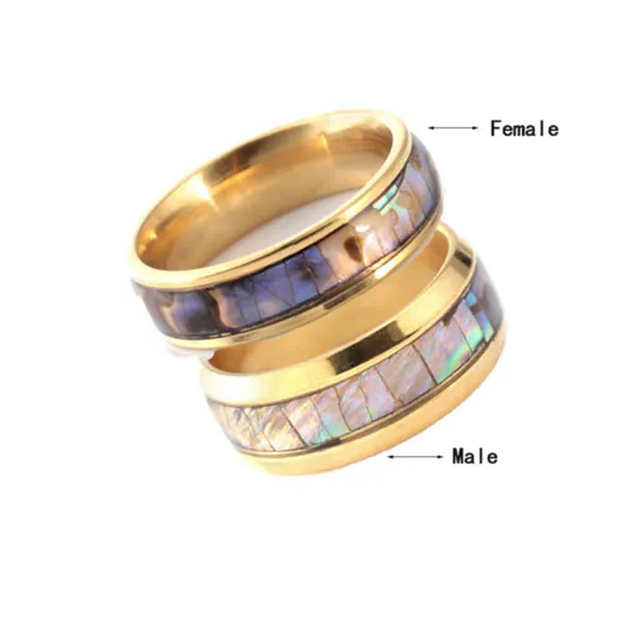 RSAMD Stainless Steel Abalone Shell Inlay Mens Wedding Band Womens ...