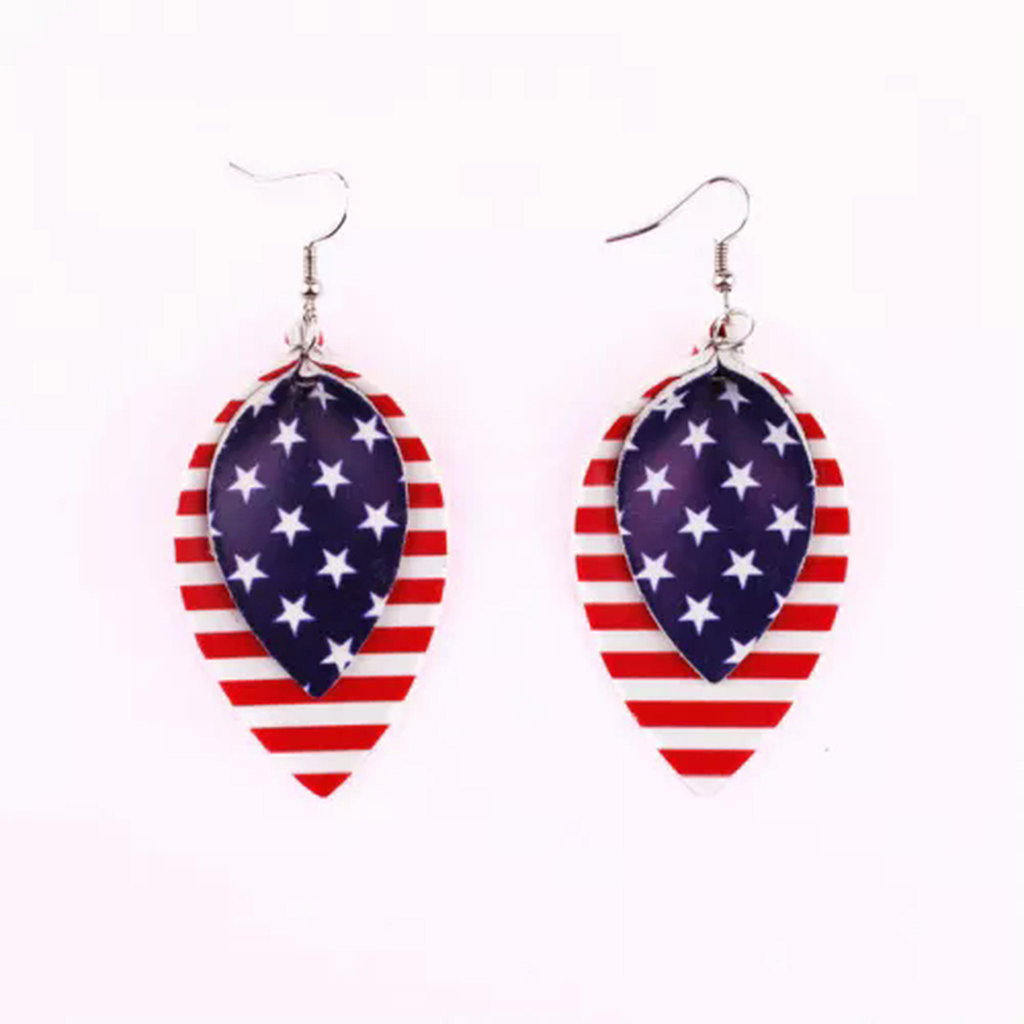 RSAMD Star & Stripes American Flag Faux Leather Layers Teardrop ...
