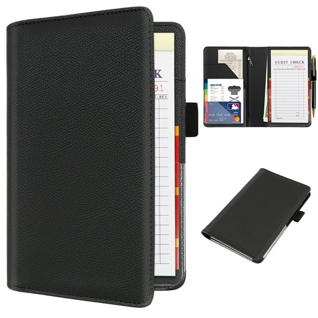 RSAquar Server Book with Zipper Pocket, Premium Leather Server Books ...