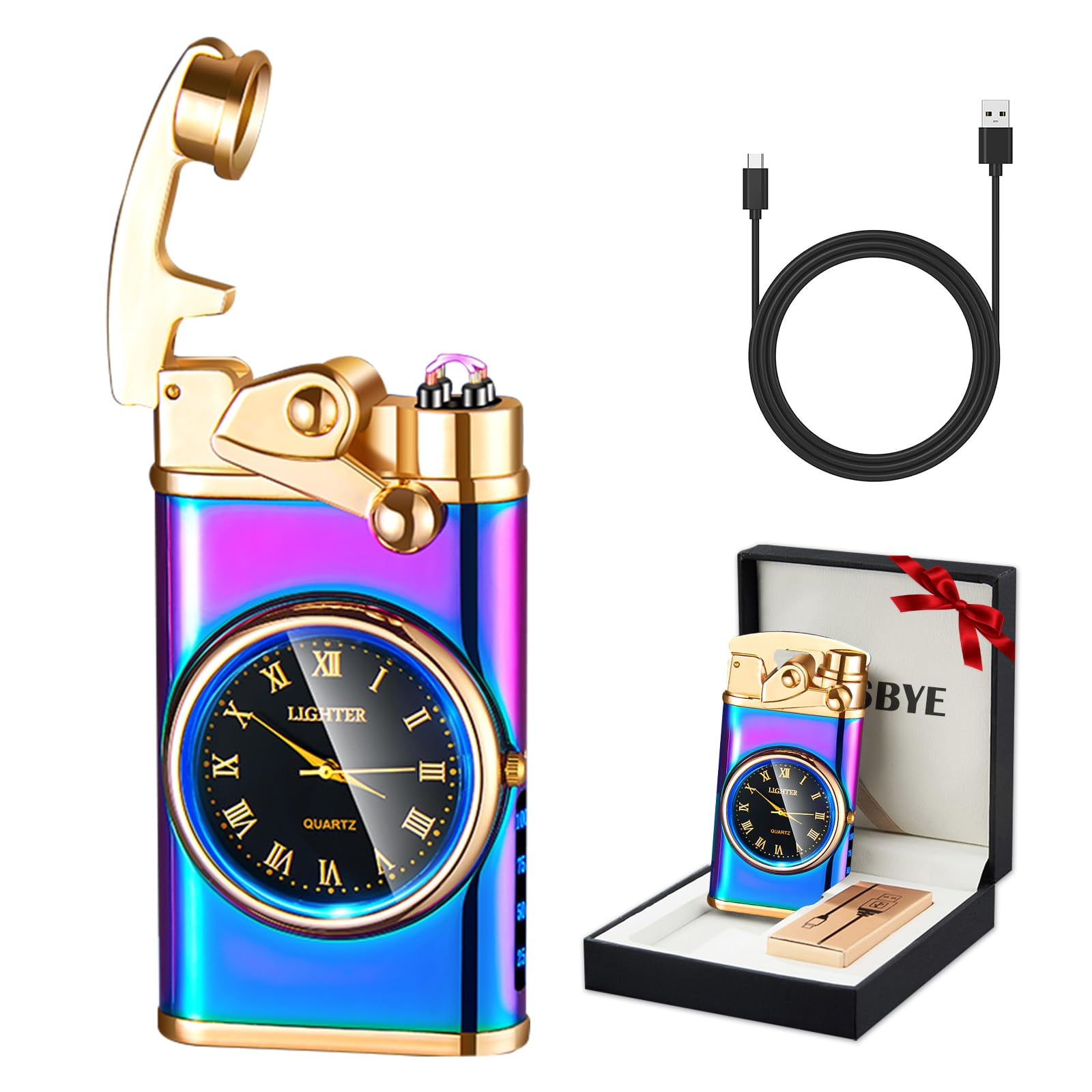 RSBYE Electric Lighter USB Rechargeable Lighter, Windproof Dual Arc ...