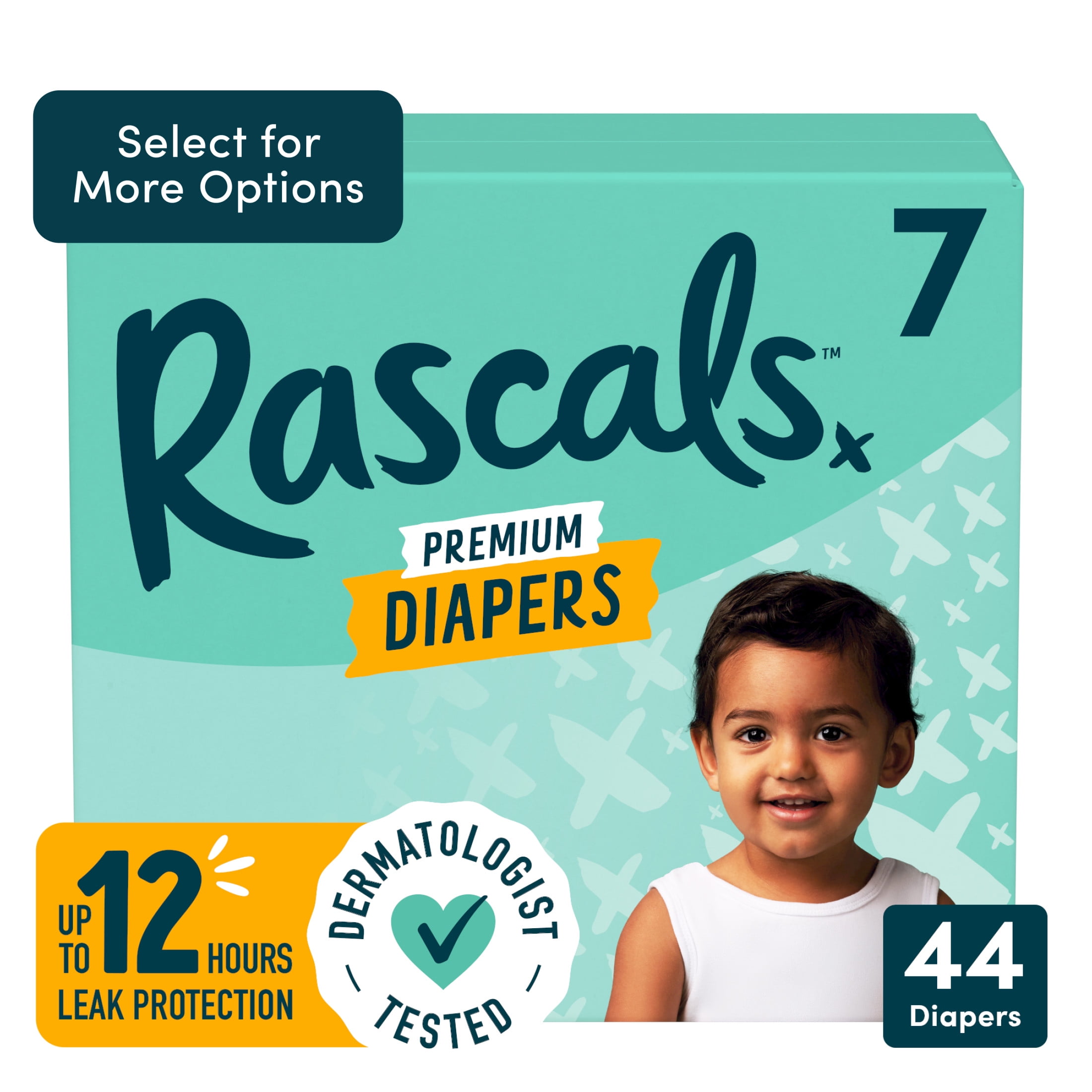 Rascals Premium Absorbent Baby Diapers Size 7, 44 Count - Walmart.com