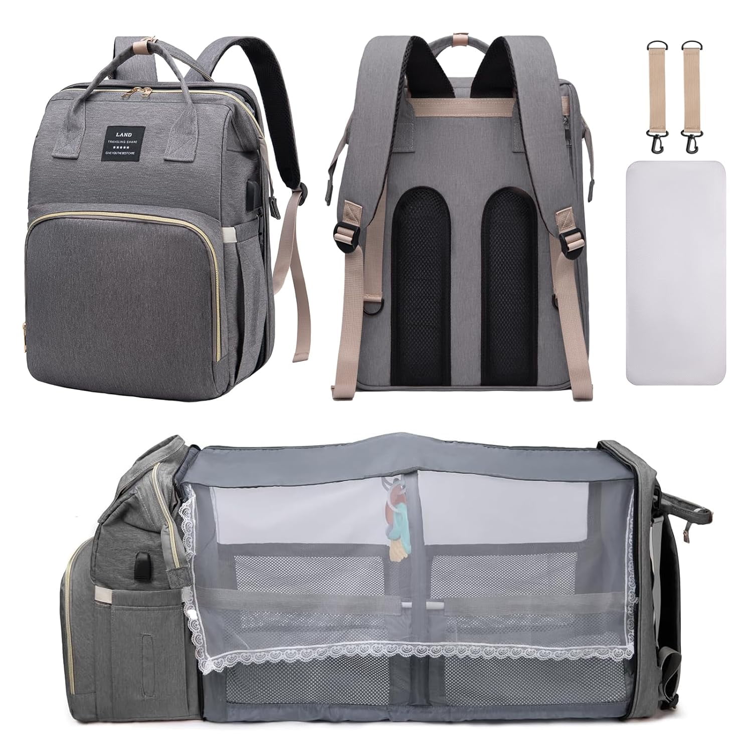 RSENFREMIOR Diaper Bag with Changing Station for Mom Dad, Large ...