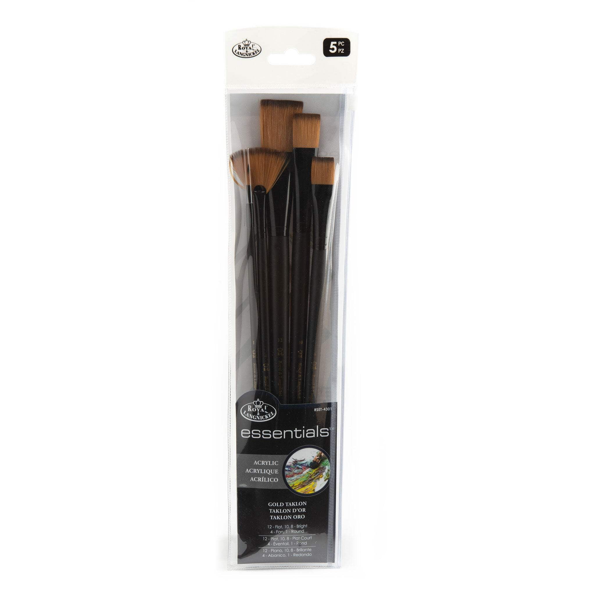 RSET-4301 | Essentials™ 5pc Gold Taklon Variety Brush Set 4301 ...