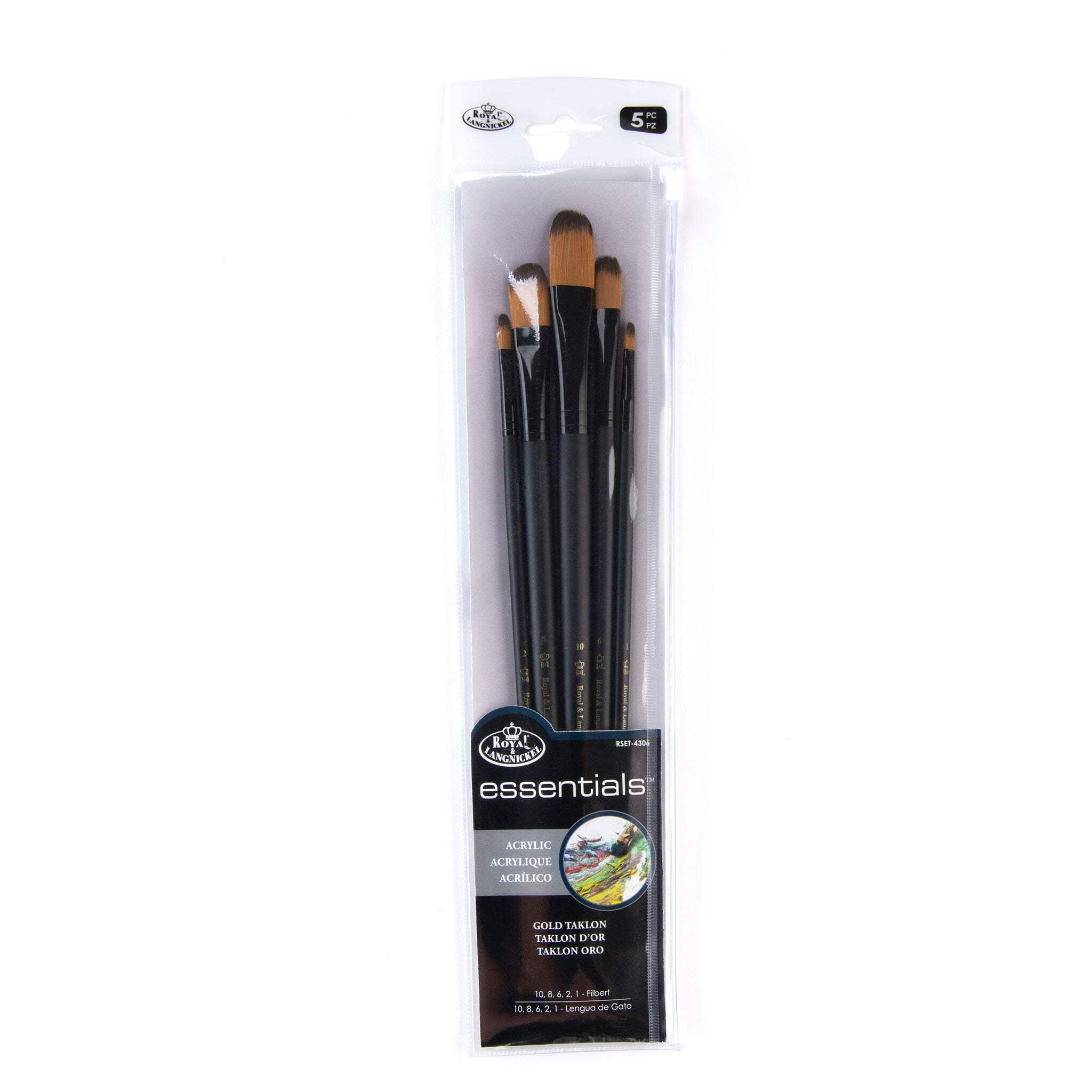 RSET-4306 | Essentials™ 5pc Gold Taklon Variety Brush Set 4306 ...