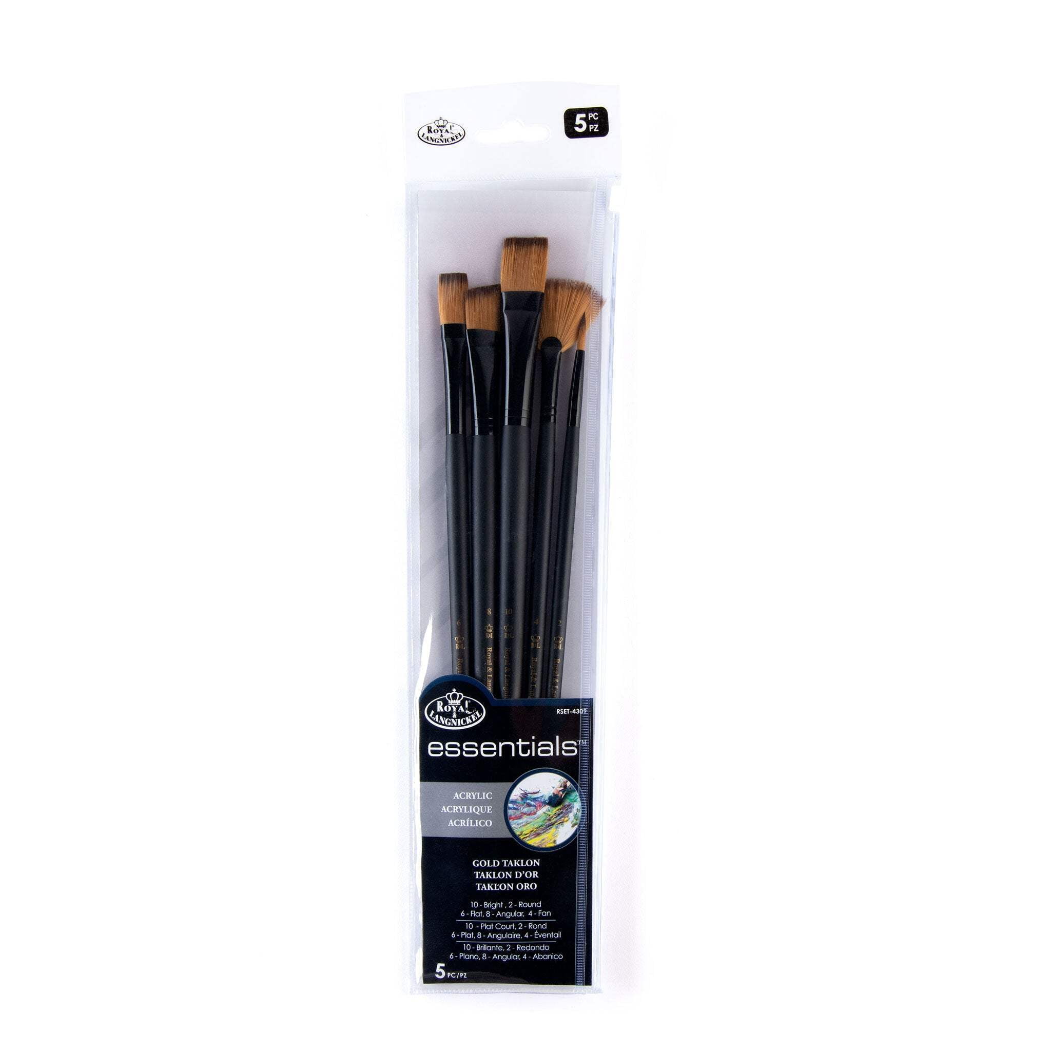 RSET-4309 | Essentials™ 5pc Gold Taklon Variety Brush Set 4309 ...