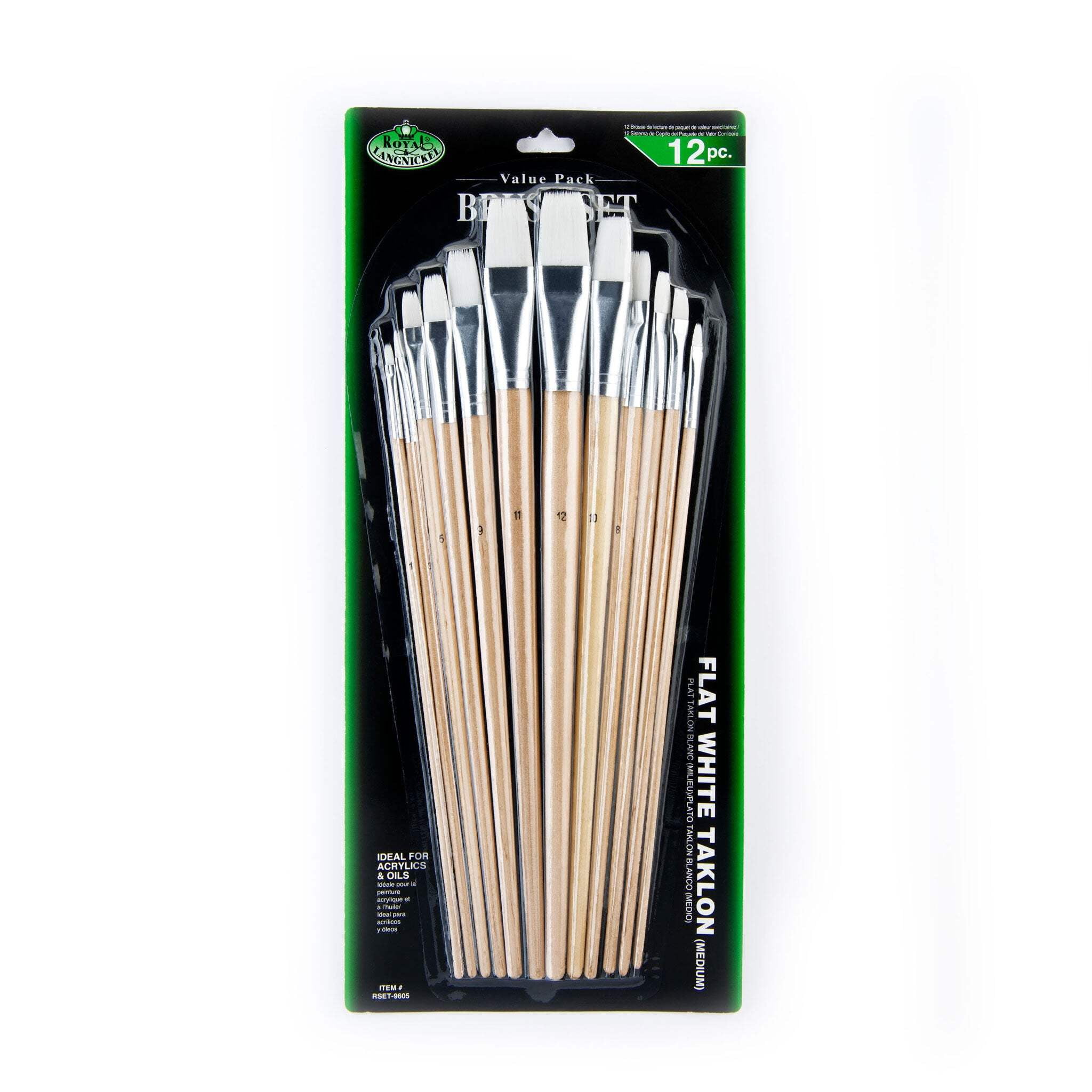 RSET-9605 | 12pc White Taklon Flat Brush Set - Walmart.com