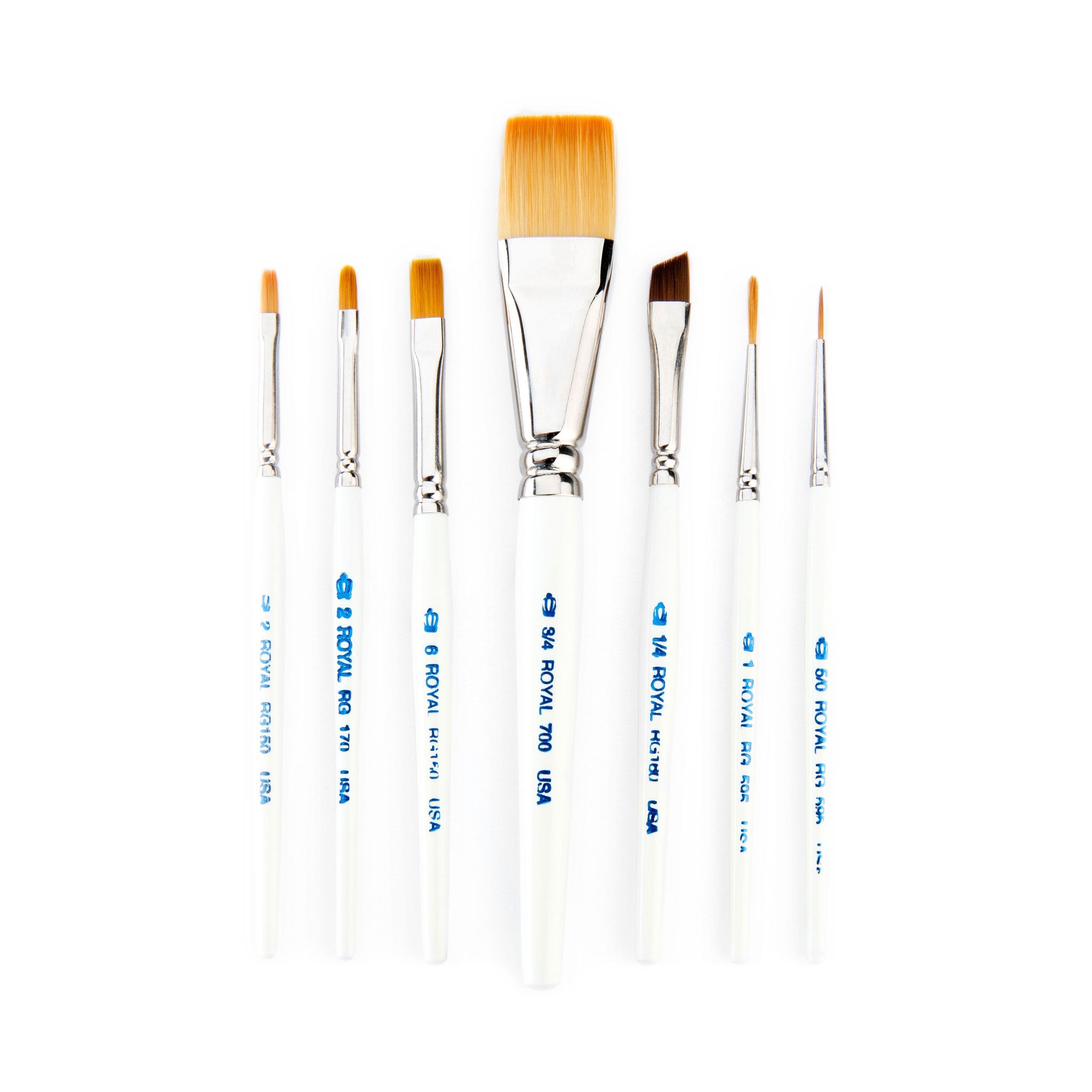 RSET-RG7S | Royal Gold™ 7pc Golden Taklon Variety Short Handle Brush ...