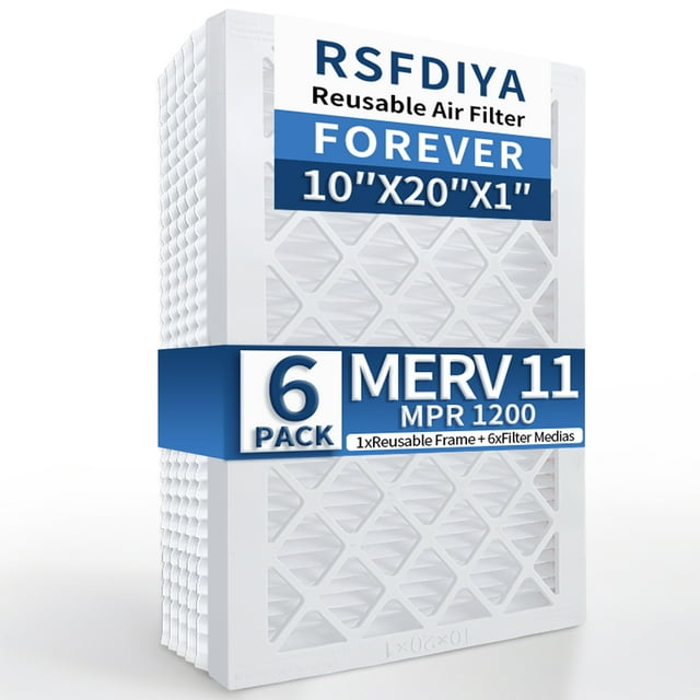 Washable RSFDIYA Air Filter 10x20x1, Reusable MERV11 MPR 1200 HVAC AC ...