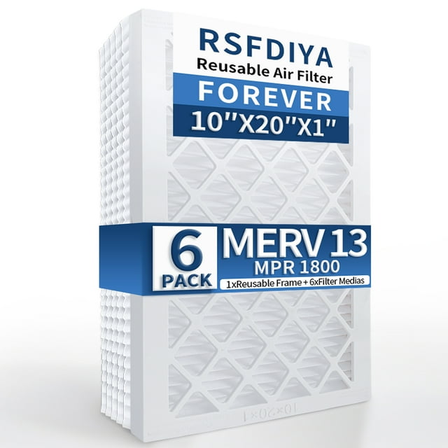 RSFDIYA Air Filter 10x20x1, 6-Pack MERV13 MPR 1800 HVAC AC Furnace ...