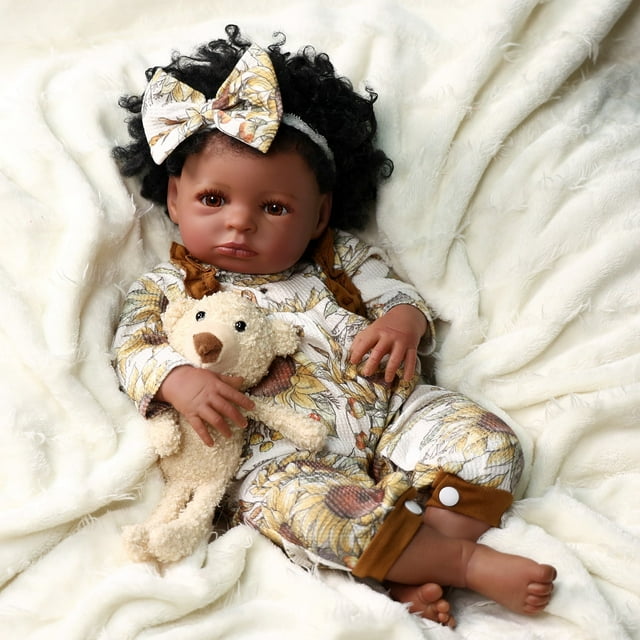 RSG 18 Inch Lifelike Reborn Black Girl Open Eyes Realistic Newborn Baby ...