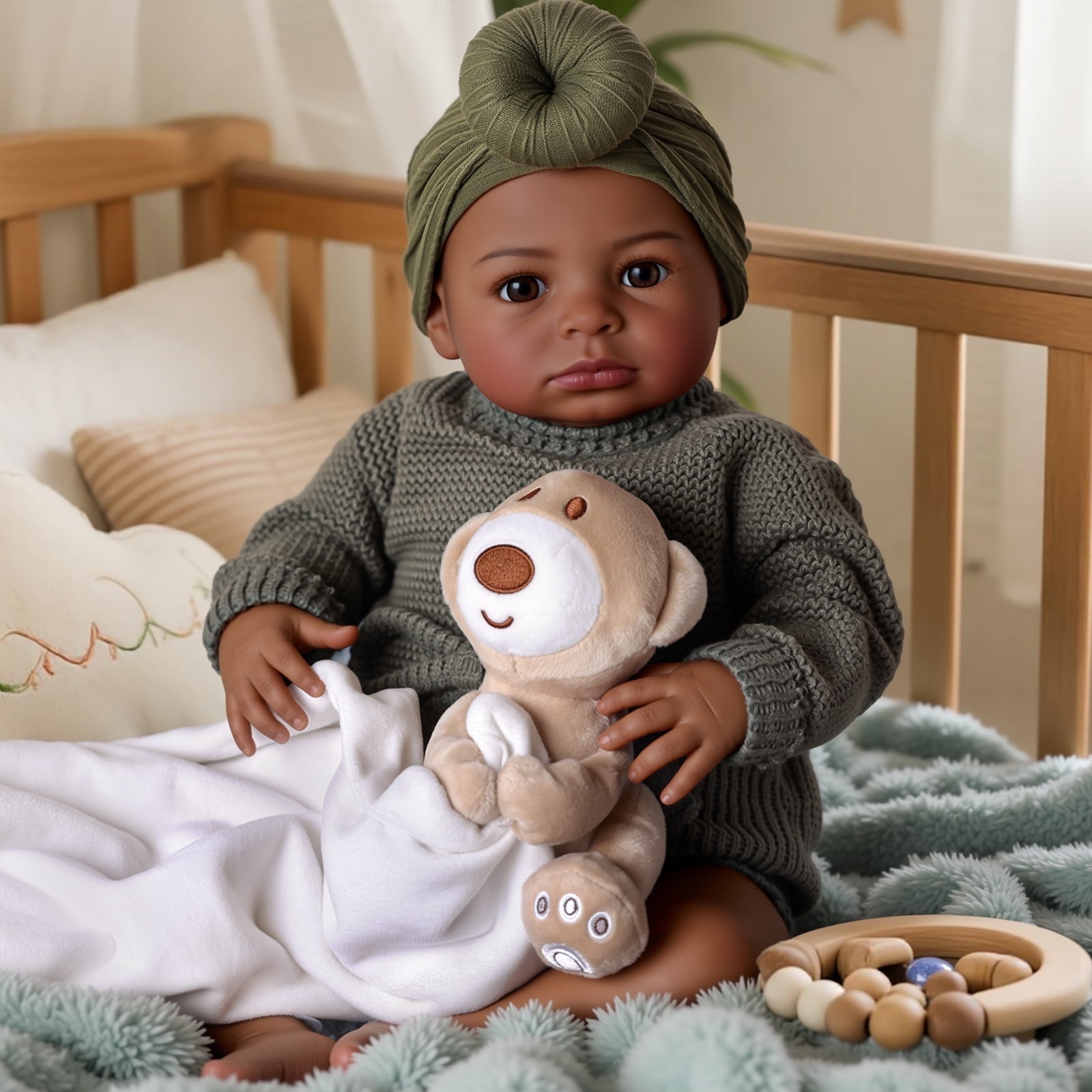 RSG Black Reborn Baby Dolls, 20 Inch Black Girl Newborn Lifelike Real ...
