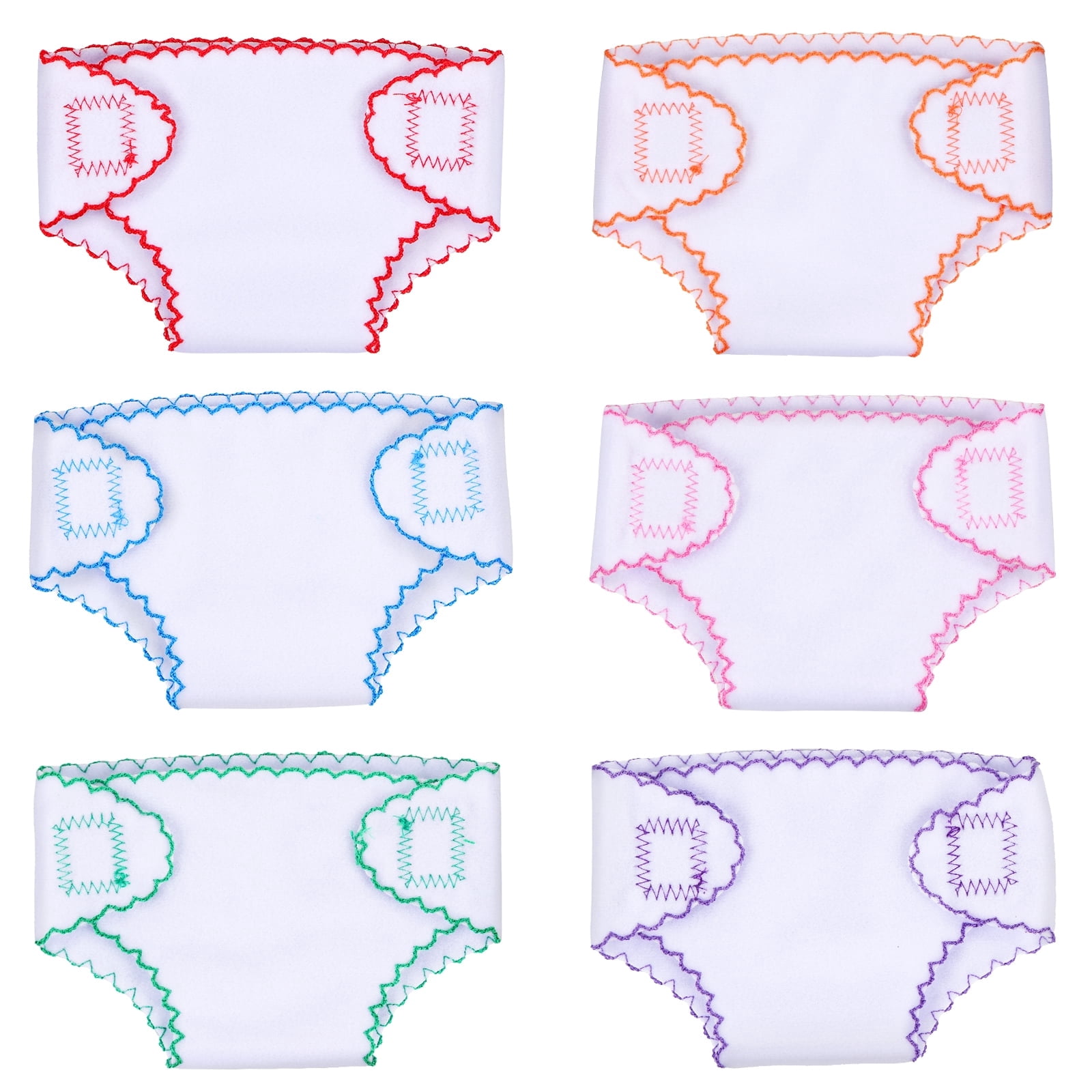 RSG 6 Pcs Baby Doll Diapers for 12-15 Inch Dolls, Reusable & Washable ...