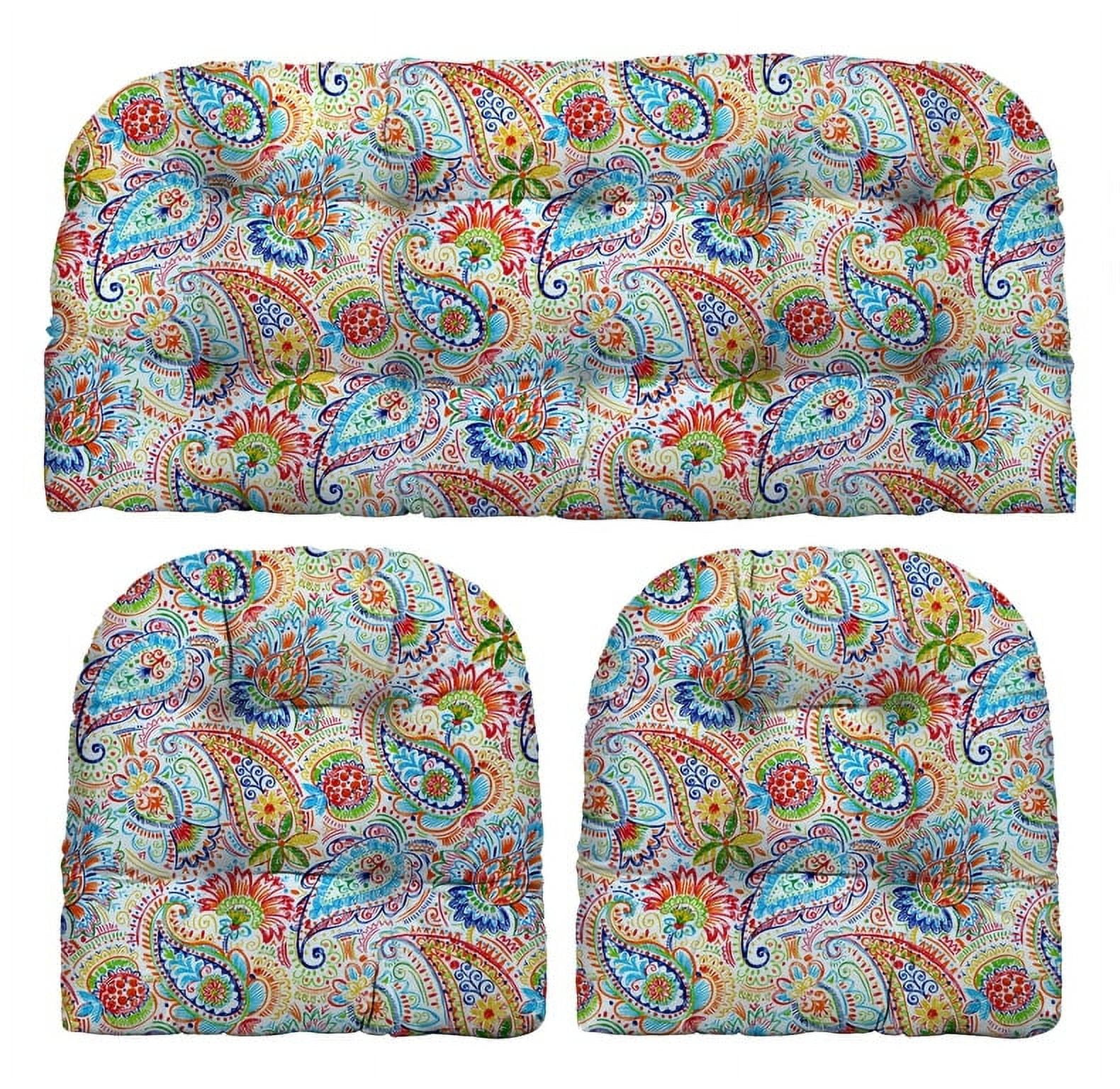 RSH Décor Indoor Outdoor 3 Piece Tufted Wicker Cushion Set, Standard ...