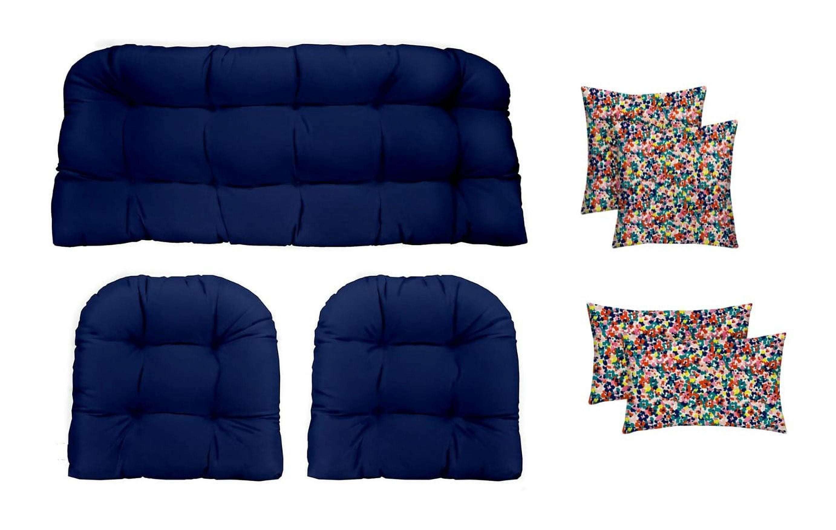 RSH Décor Indoor Outdoor 7 Piece Tufted Wicker Cushion Set + Pillows ...