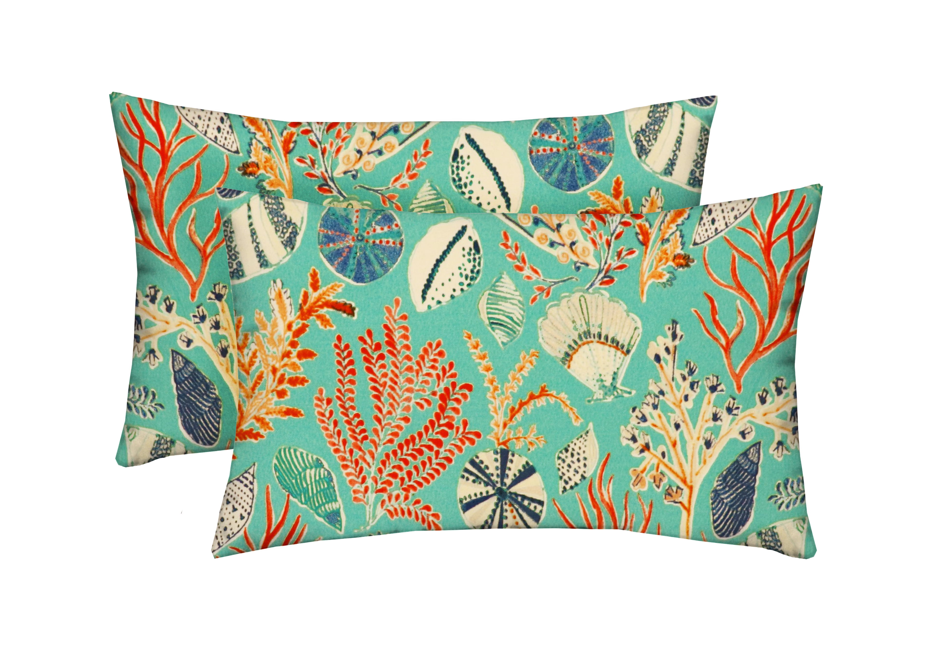 RSH Décor Indoor Outdoor Set of 2 Pillows 26" x 16", Ocean Life Blue ...