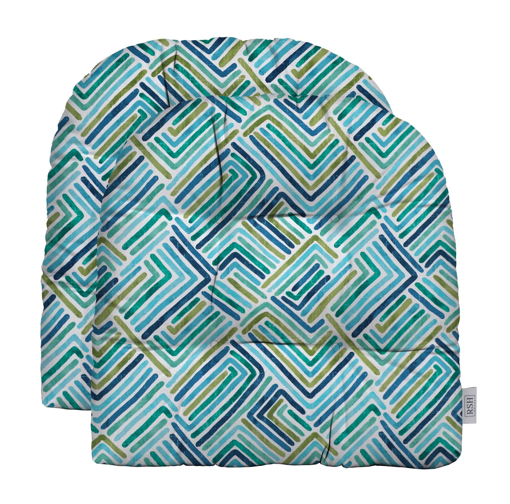 RSH Décor Indoor Outdoor Set of 2 U-Shape Wicker Tufted Seat Cushions ...