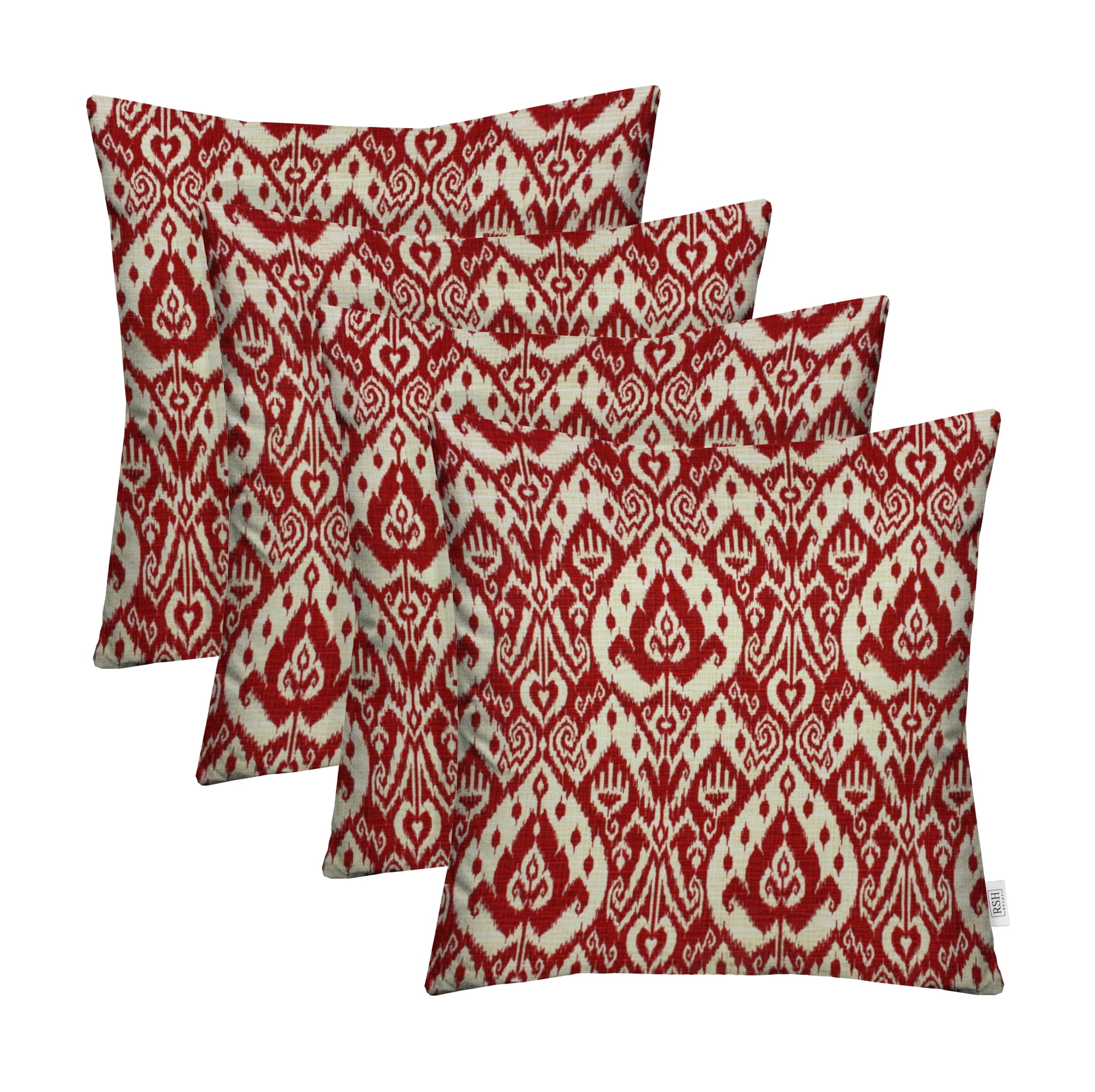 RSH Décor Indoor Outdoor Set of 4 Pillows, 17" x 17", Ashmore Red ...