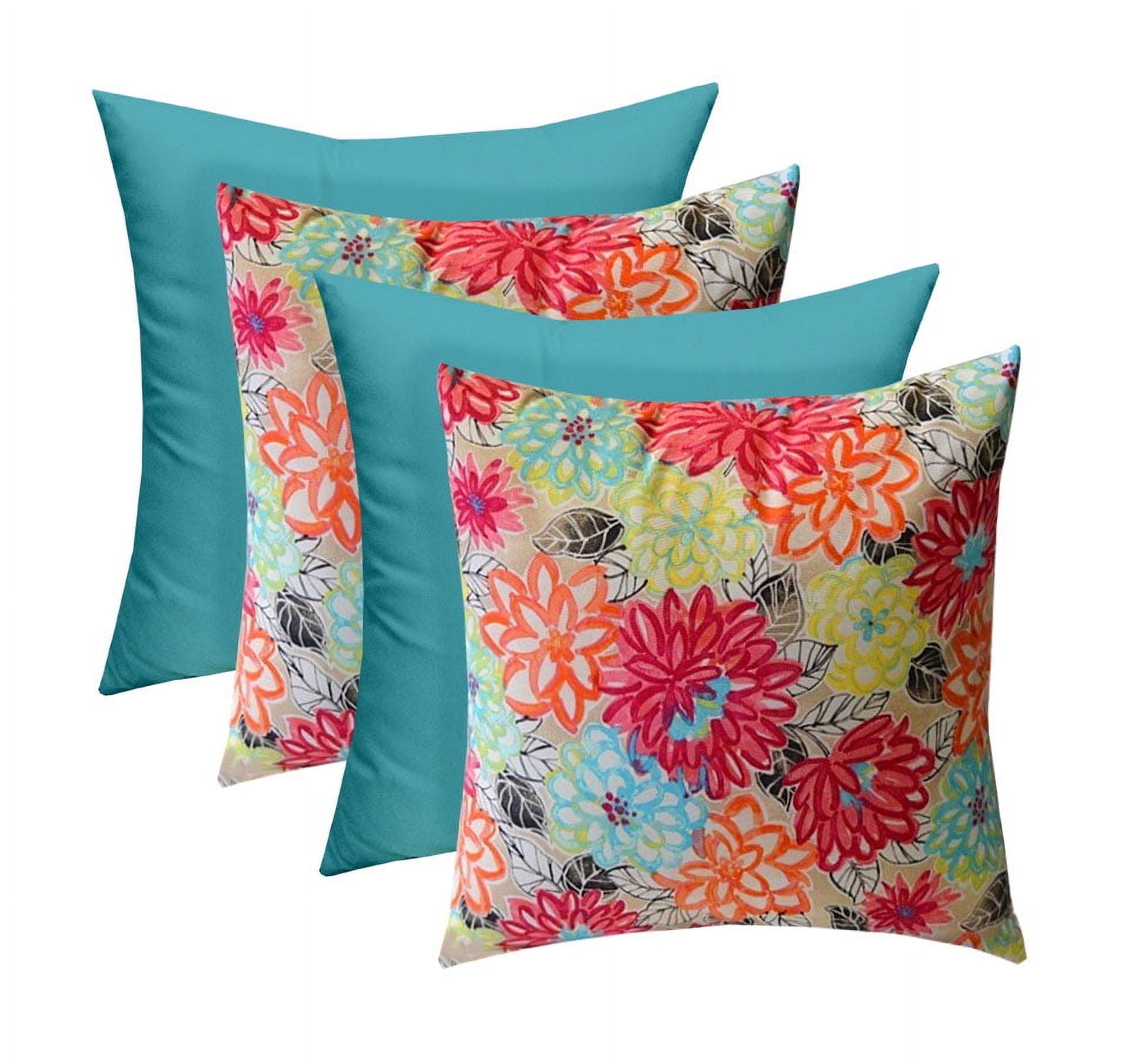 RSH Décor Indoor Outdoor Set of 4 Square Pillows Weather Resistant 17 ...