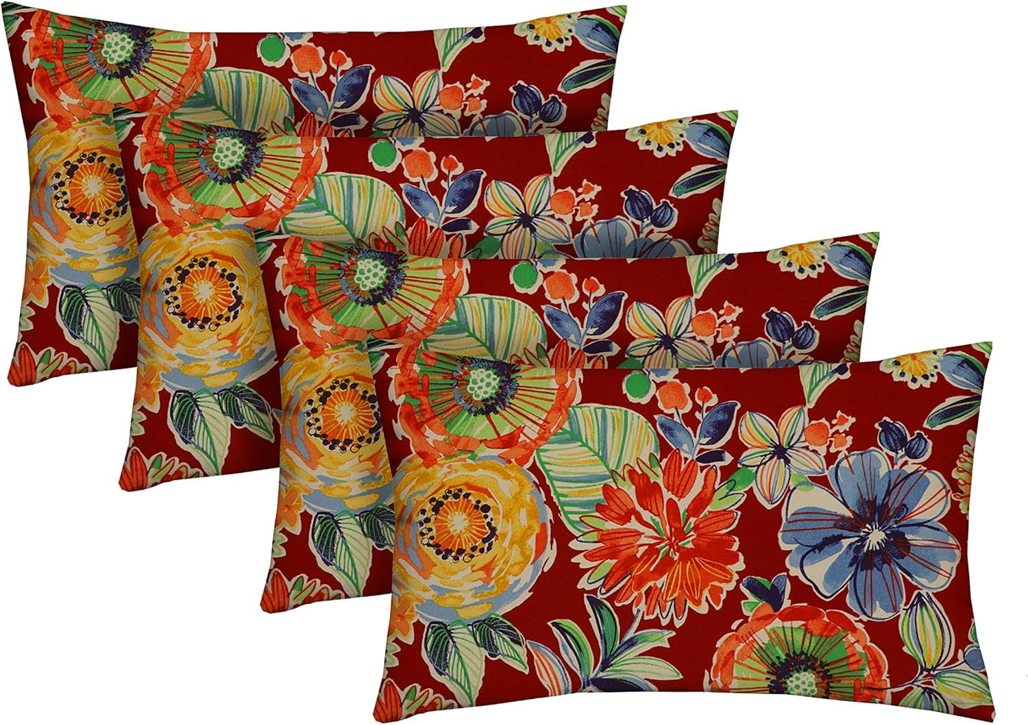 RSH DECOR: Lumbar Throw Pillows Set of 4 | 20” x 12" | All-Weather Spun ...