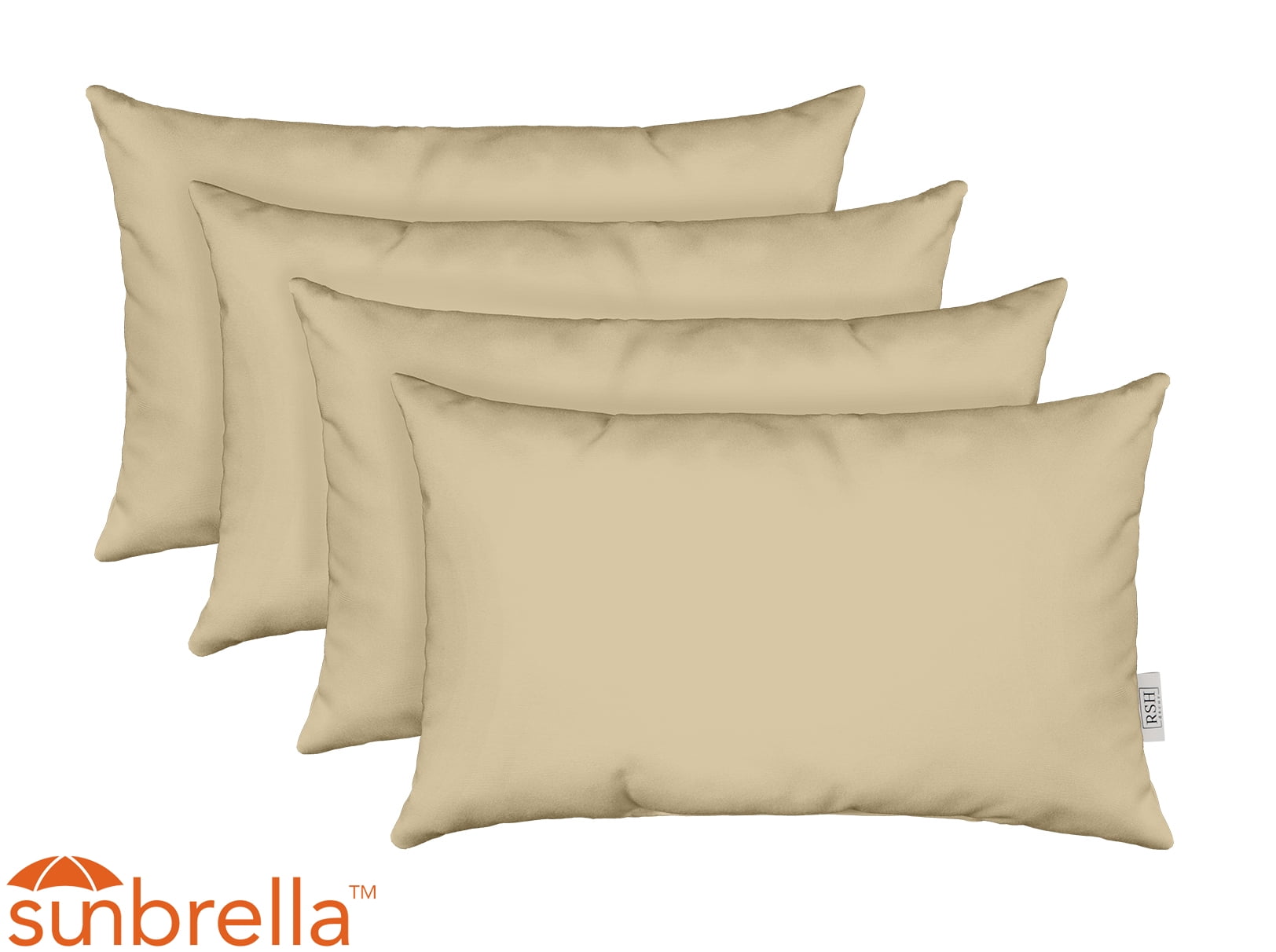 RSH Decor: 4 Lumbar Support Pillows Made with Sunbrella Performance Fabric | 20" x 12" | Canvas ...