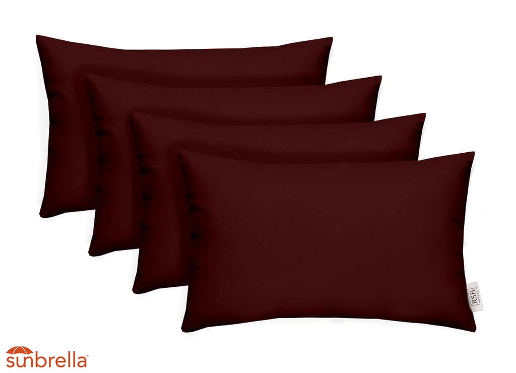 RSH Decor: 4 Lumbar Support Pillows Made with Sunbrella Performance Fabric | 26" x 16" | Canvas ...