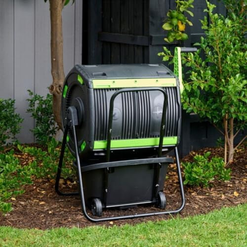 RSI- 48 Gallon Geared Two Compartment Compost Tumbler and Cart$$Garden ...