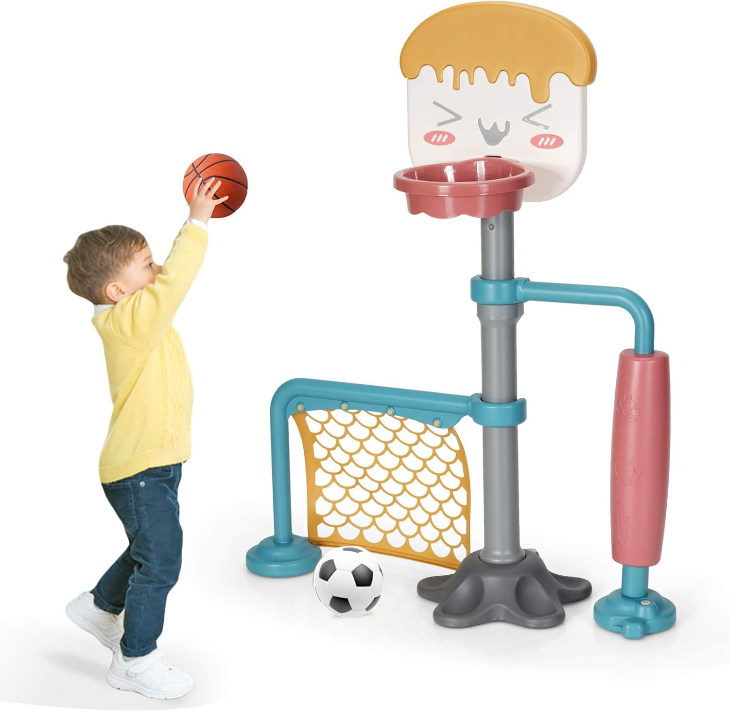 RSJH 3-in-1 Toddler Basketball Hoop & Soccer Goal Stand, Basketball ...