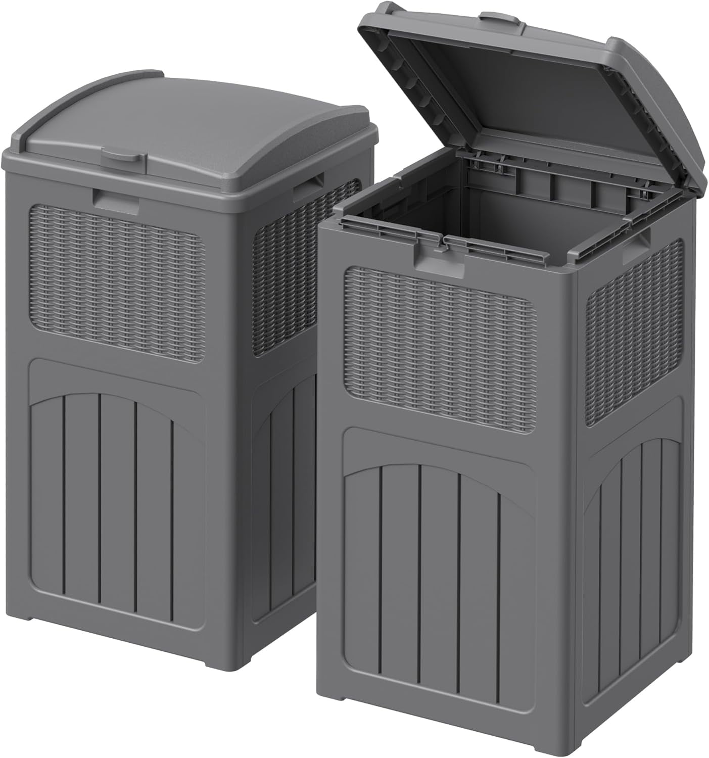 RSJH 33 Gallon Outdoor Trash Can with Dual Lid, Heavy Duty Waterproof ...