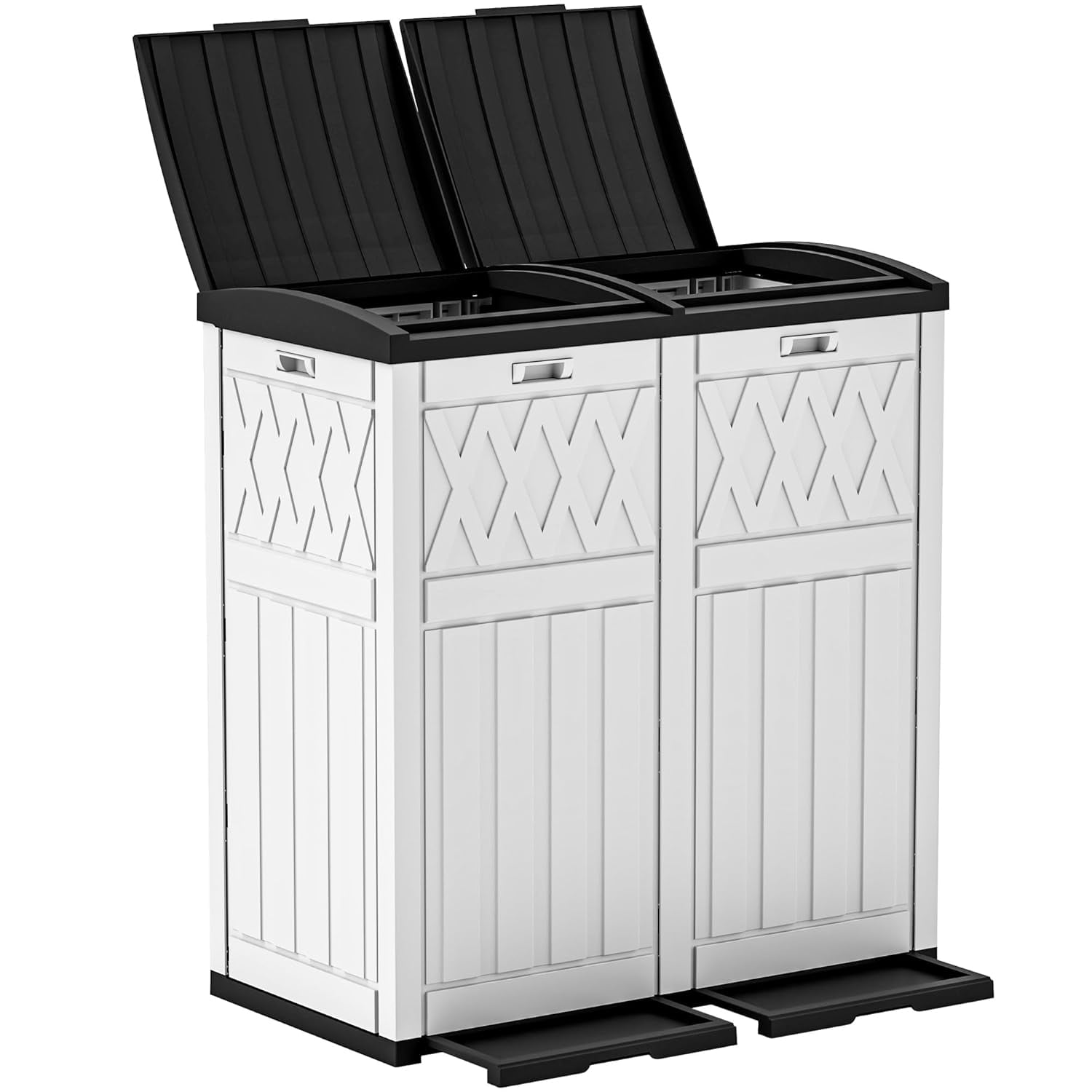 RSJH 76 Gallon Dual Compartment Outdoor Trash Can, Resin-Based with ...