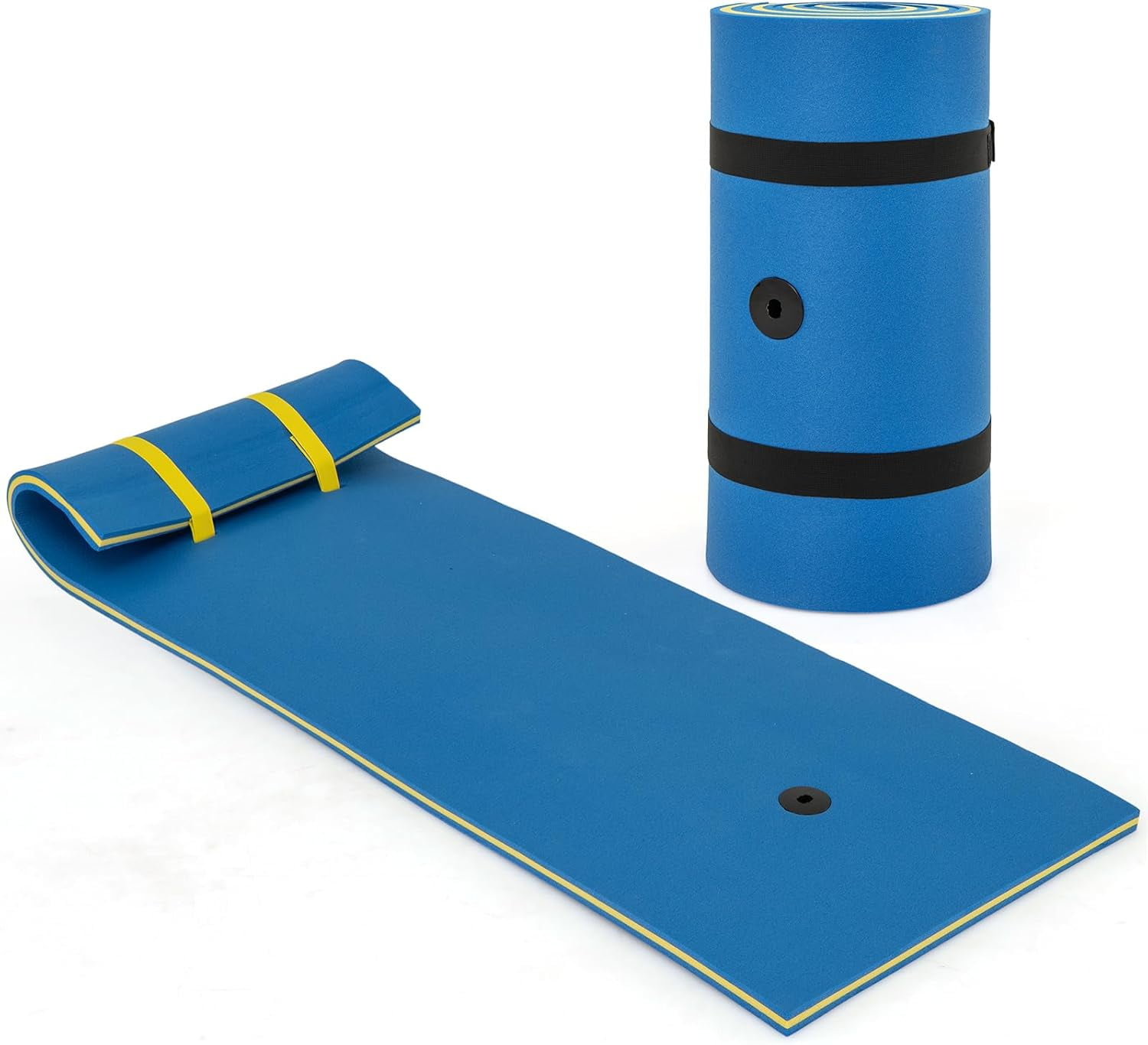 RSJH Floating Water Mat Pad, Lily Pad with Rolling Pillow Design, Bouncy Tear-Resistant 3-Layer ...