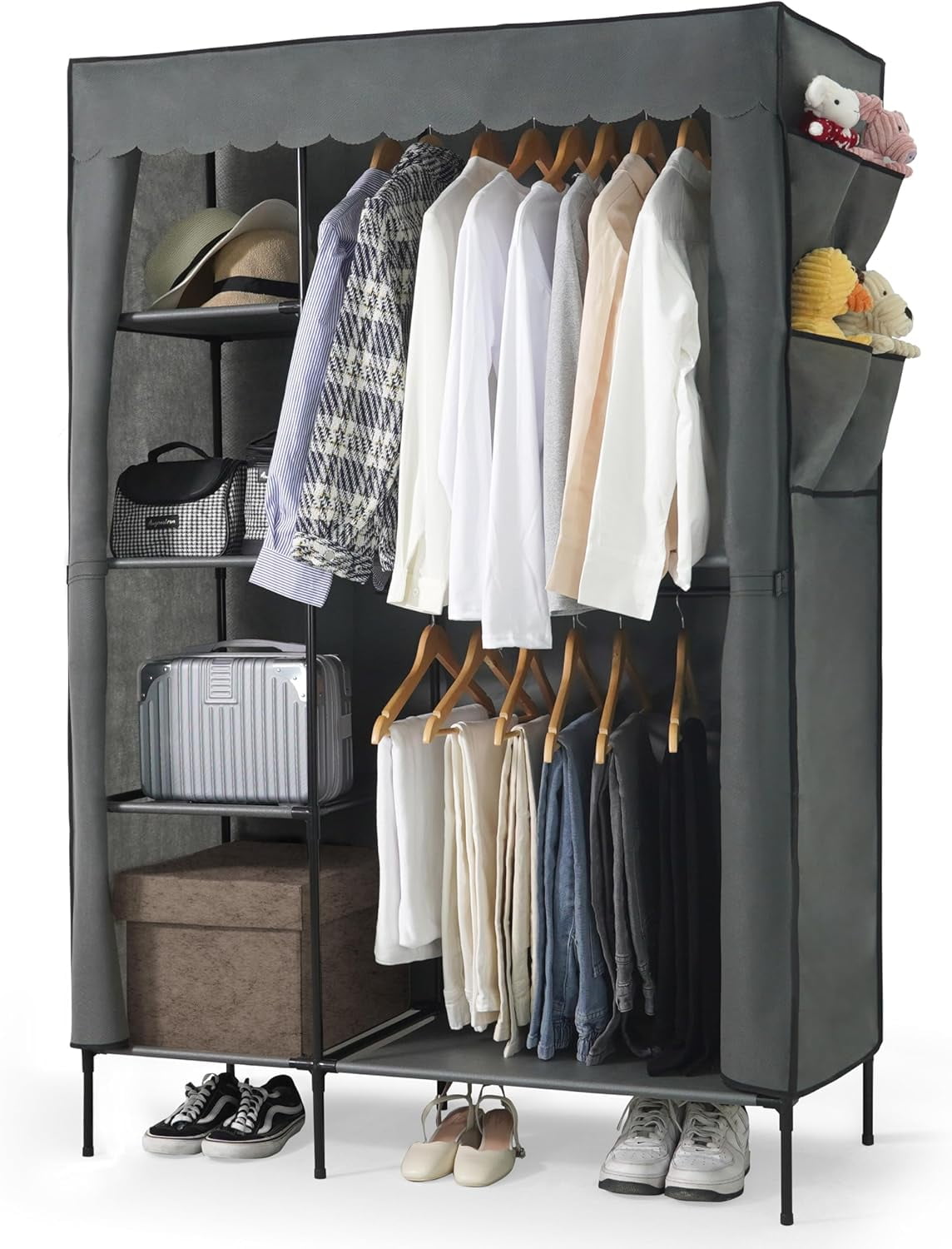 RSJH Heavy Duty Garment Rack W/Fabric Cover, Clothing Storage Organizer ...