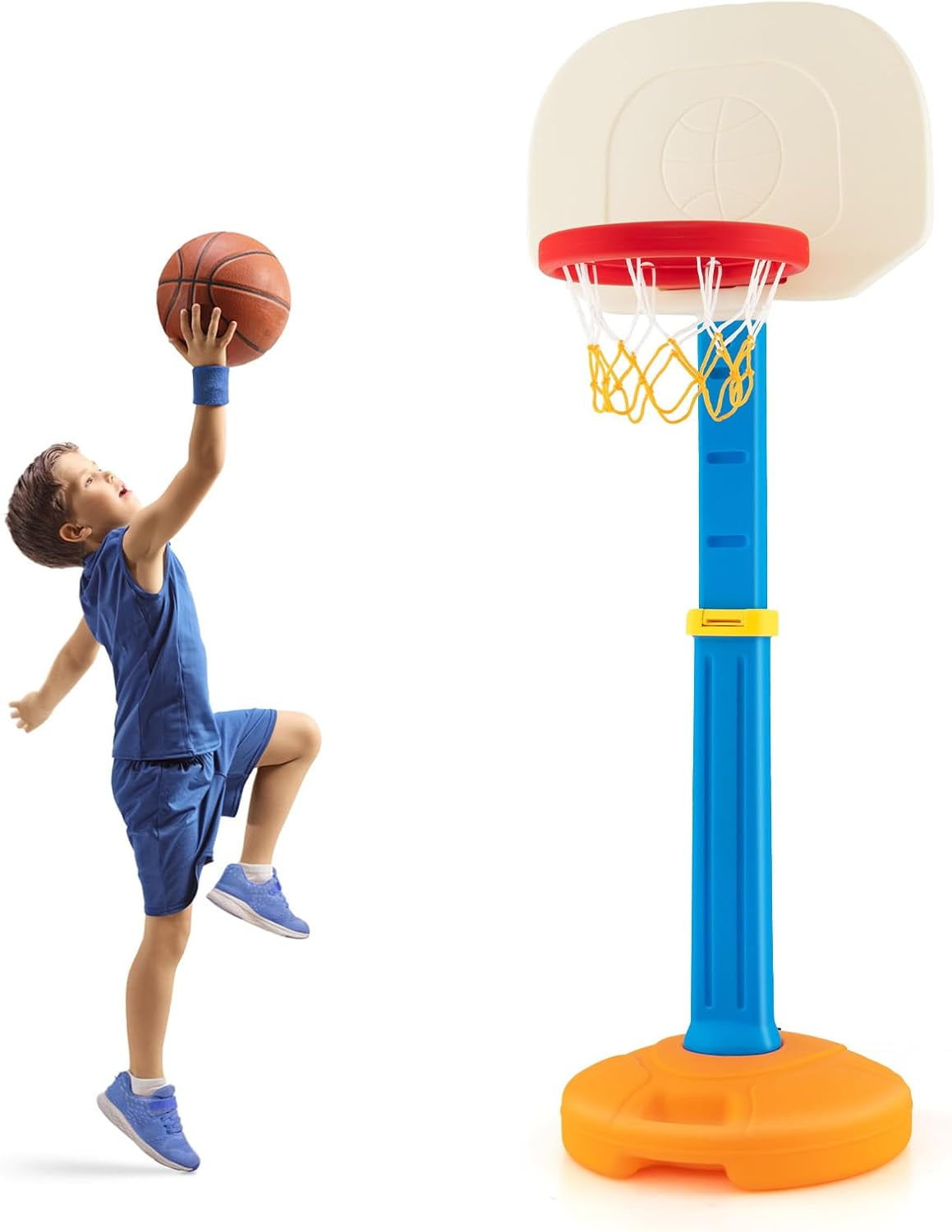 RSJH Kids Basketball Hoop, Height Adjustable 3.9FT- 5.2FT Basketball ...