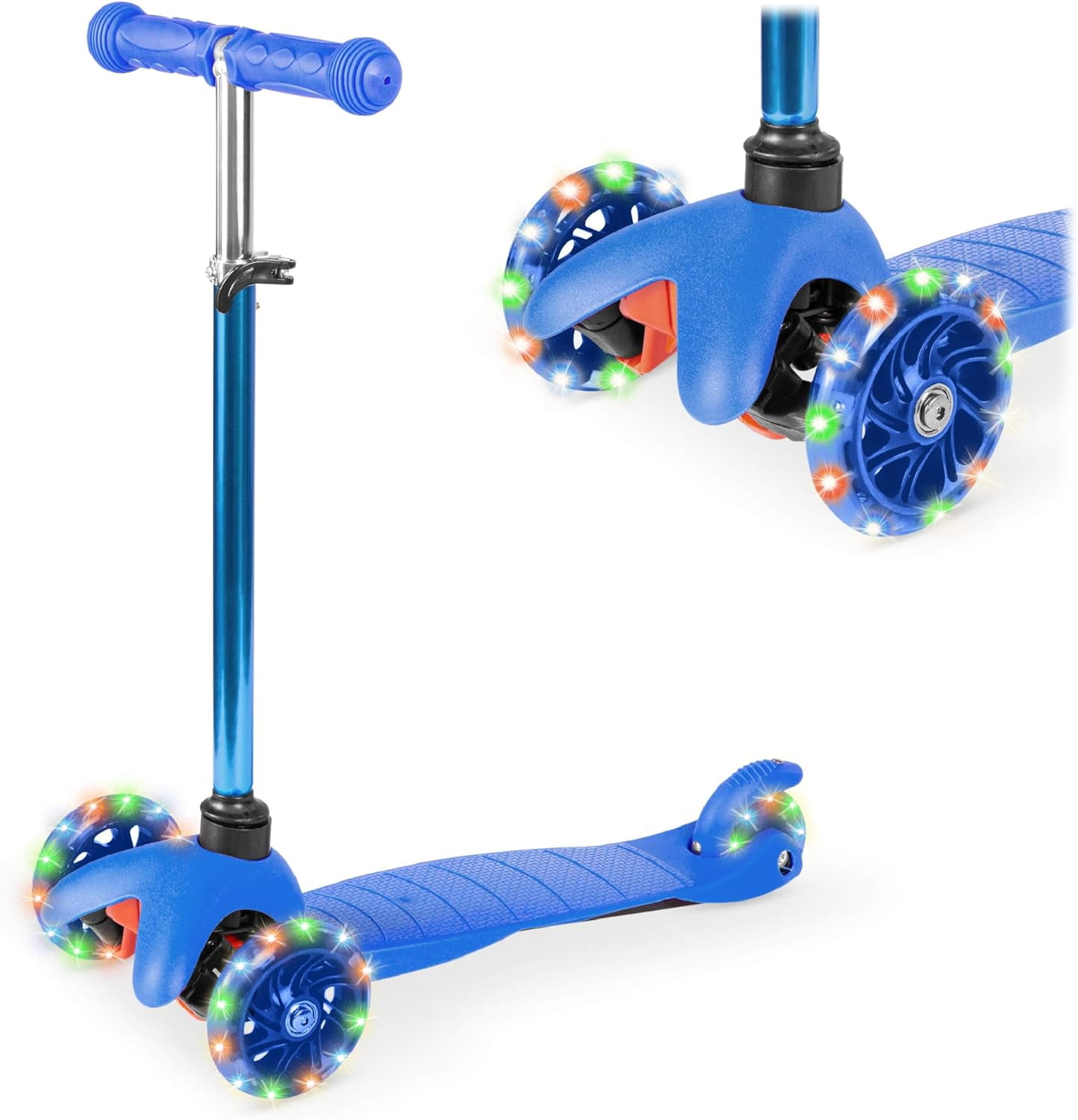RSJH Kids Mini Kick Scooter Toy w/ Light-Up Wheels, Height Adjustable T ...