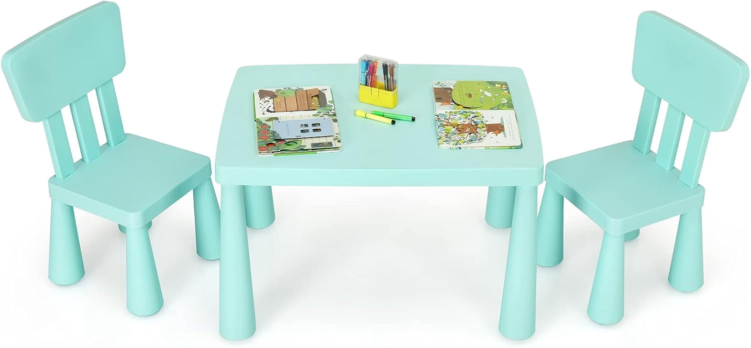 RSJH Kids Table and Chair Set, 3 Piece Plastic Children Activity Table ...