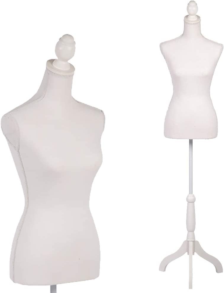 RSJH Mannequin Torso Manikin Body Dress Form with Wooden Tripod Stand ...