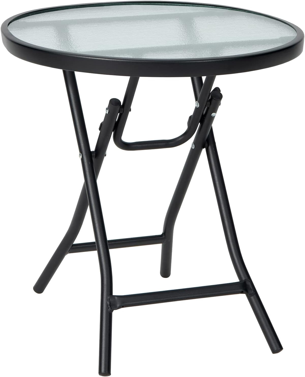 RSJH Patio Bistro Table, 18" Round Side Table with Tempered Glass ...