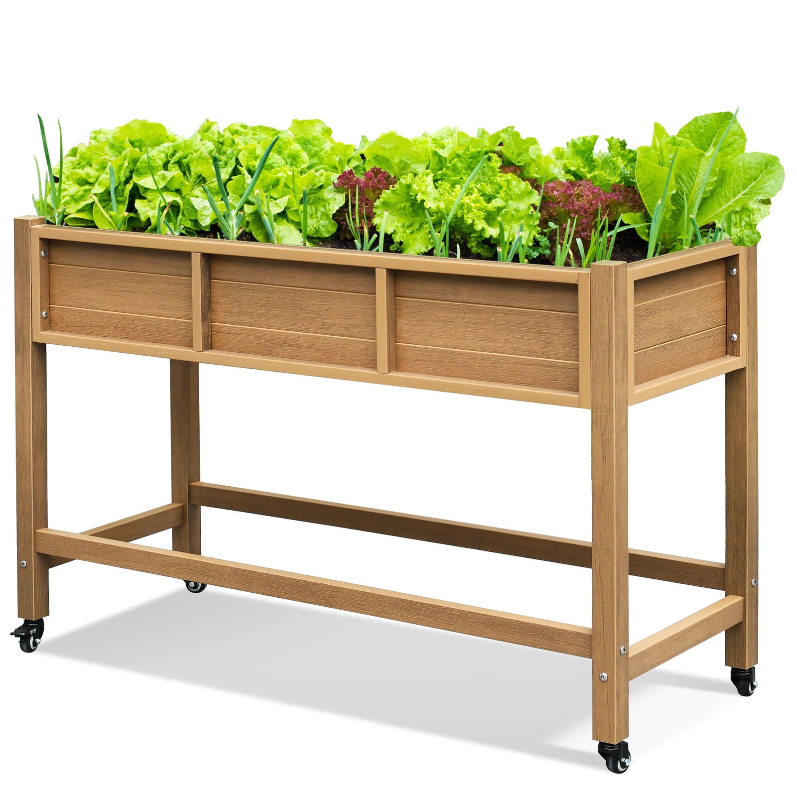RSJH Raised Garden Bed, Weather Resistant Poly Wood Planter Box Stand ...