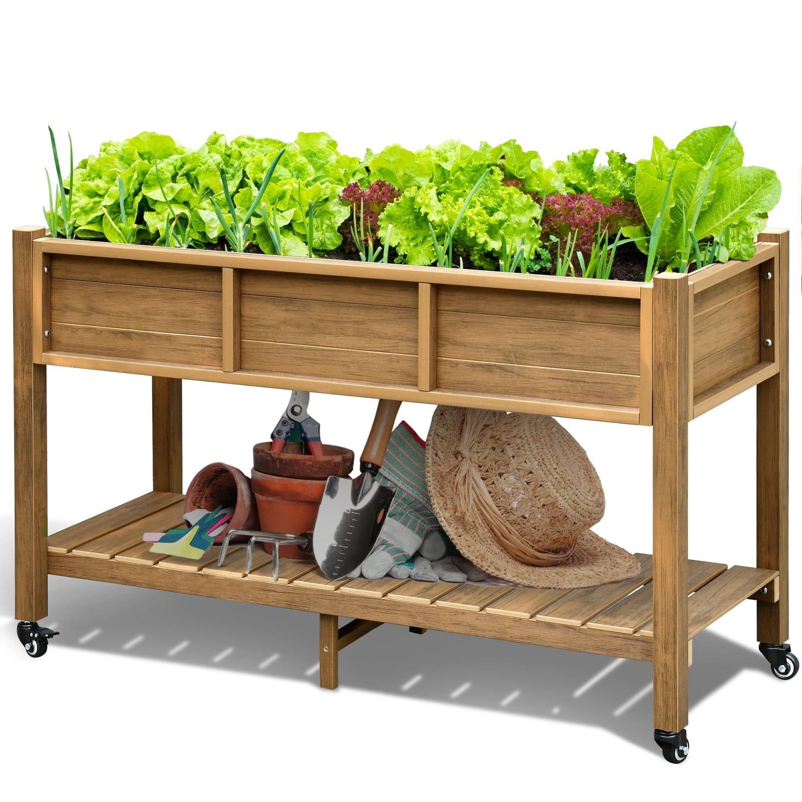 RSJH Raised Garden Bed, Weather Resistant Poly Wood Planter Box Stand ...