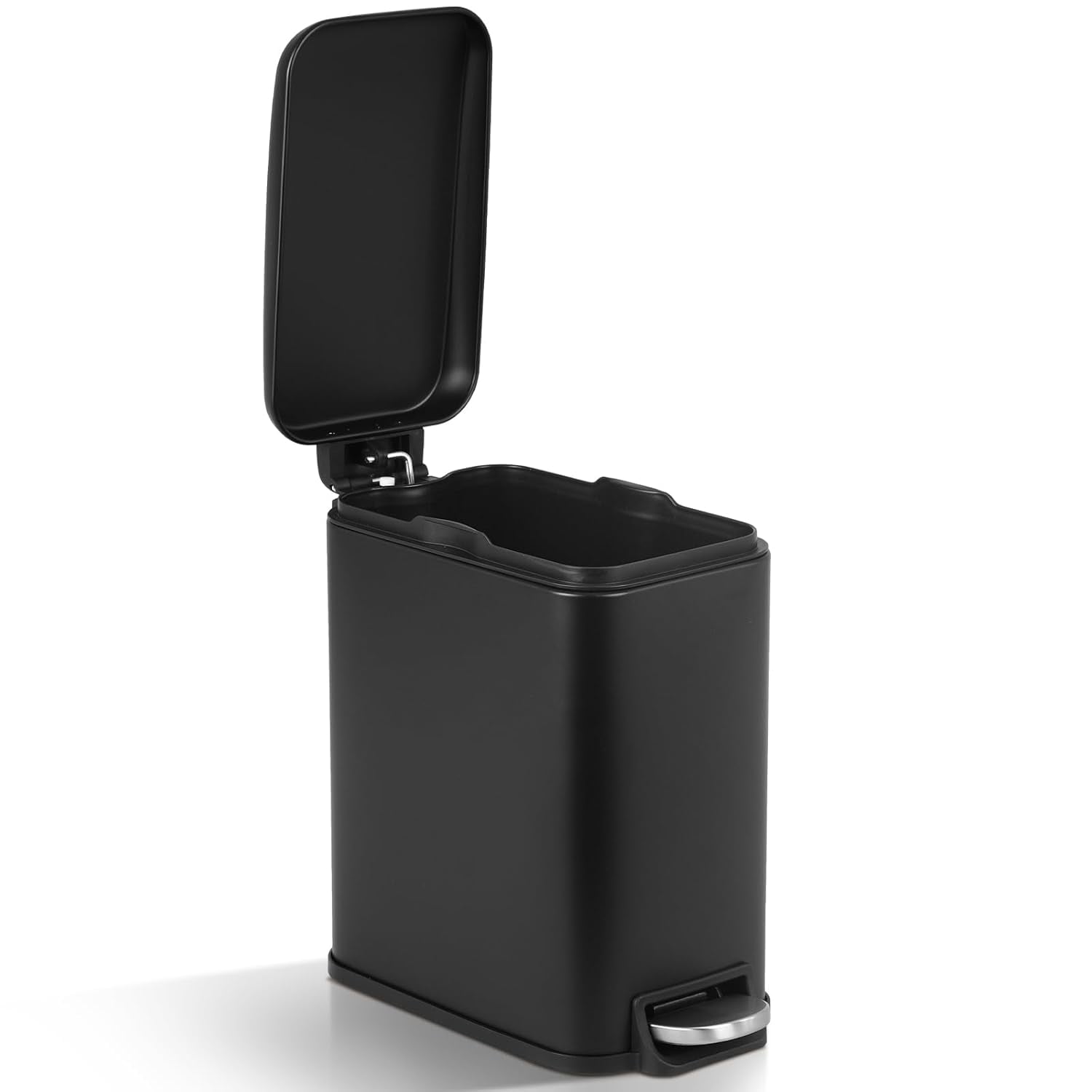 RSJH Stainless Steel Trash Can 1.3 Gallon (5 L) Bathroom Trash Can Foot ...